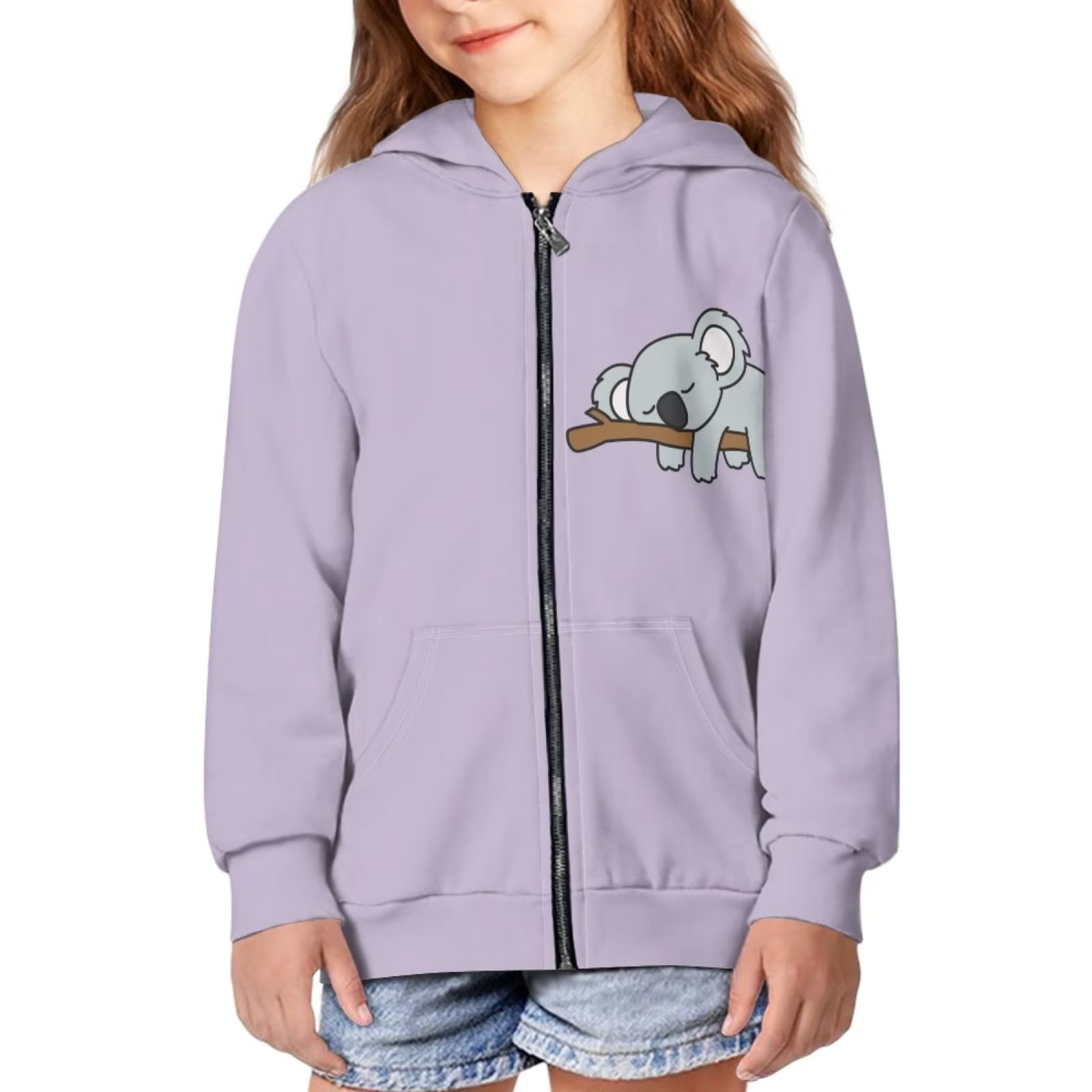 Suhoaziia Zip Up Hoodie Y2K Kids Sleeping Koala Active Tracksuit Soft ...