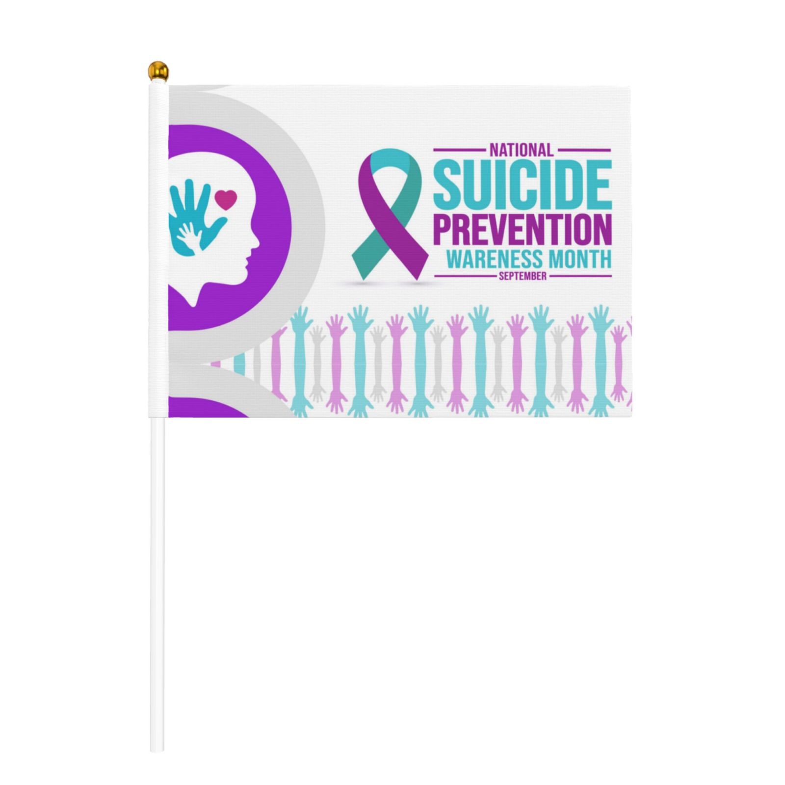 Suicide Prevention Awareness Month Purple Ribbon Flag Small Mini Hand ...