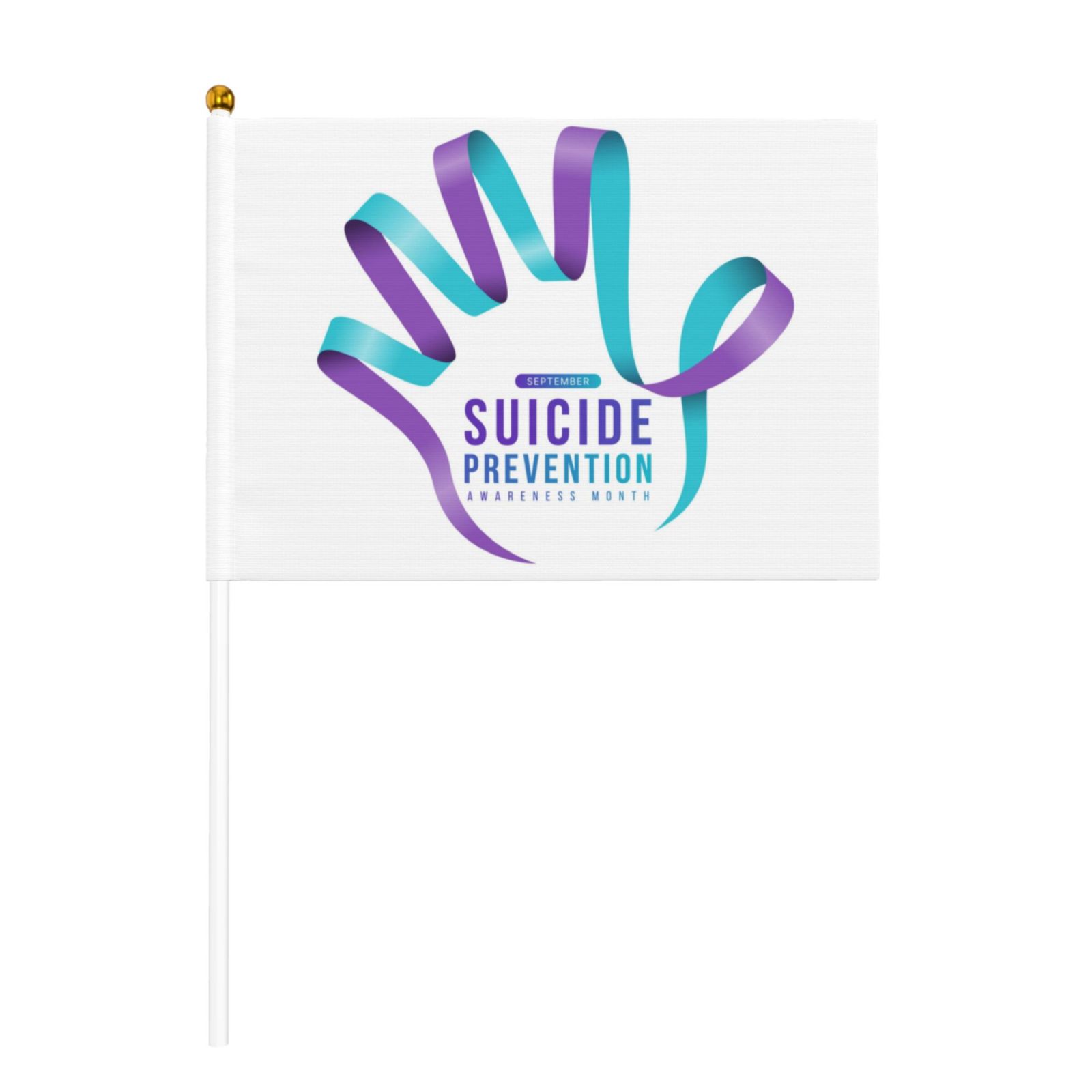 Suicide Prevention Awareness Month Purple Ribbon Flag Small Mini Hand ...