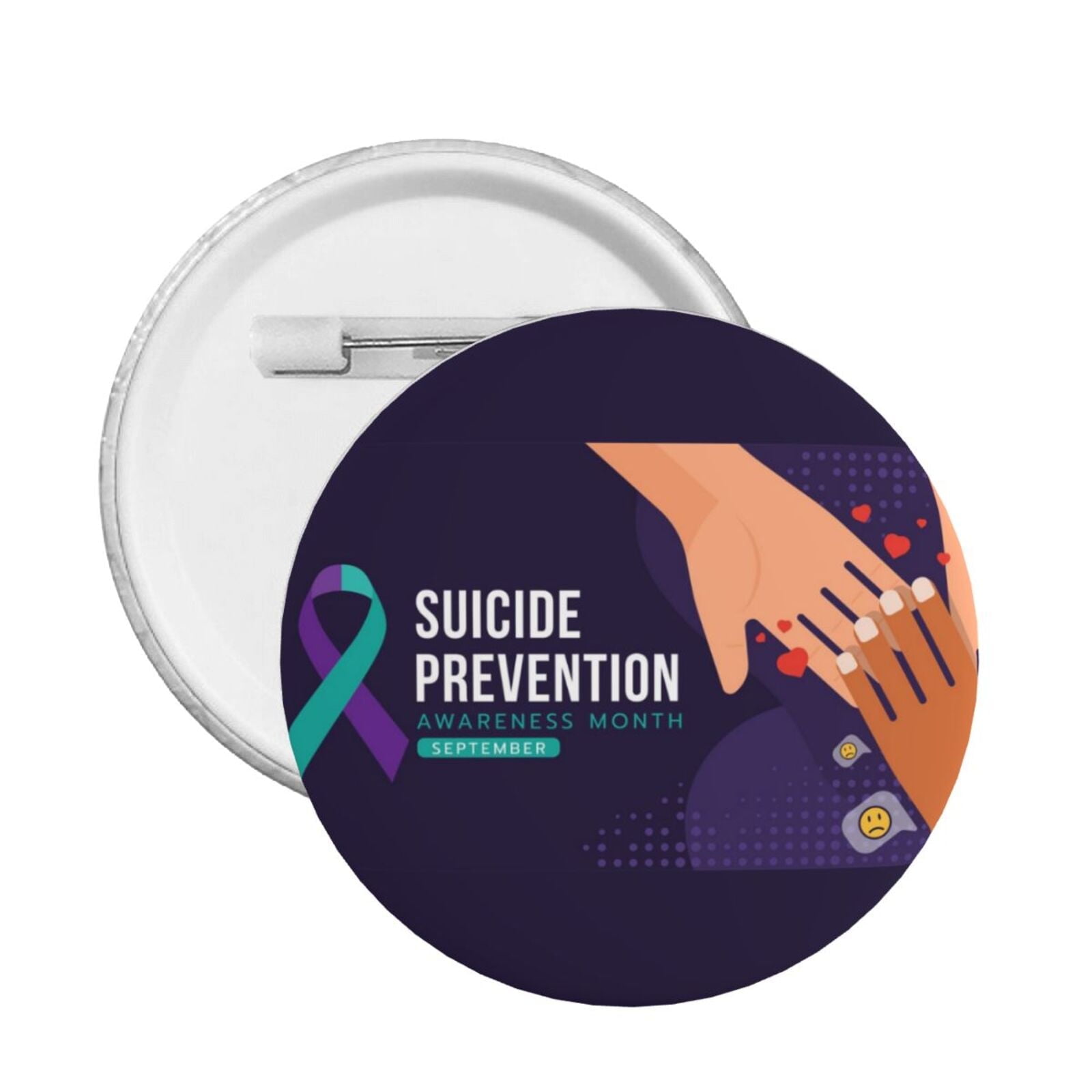 Suicide Prevention Awareness Month Purple Ribbon Pin Button Badge ...