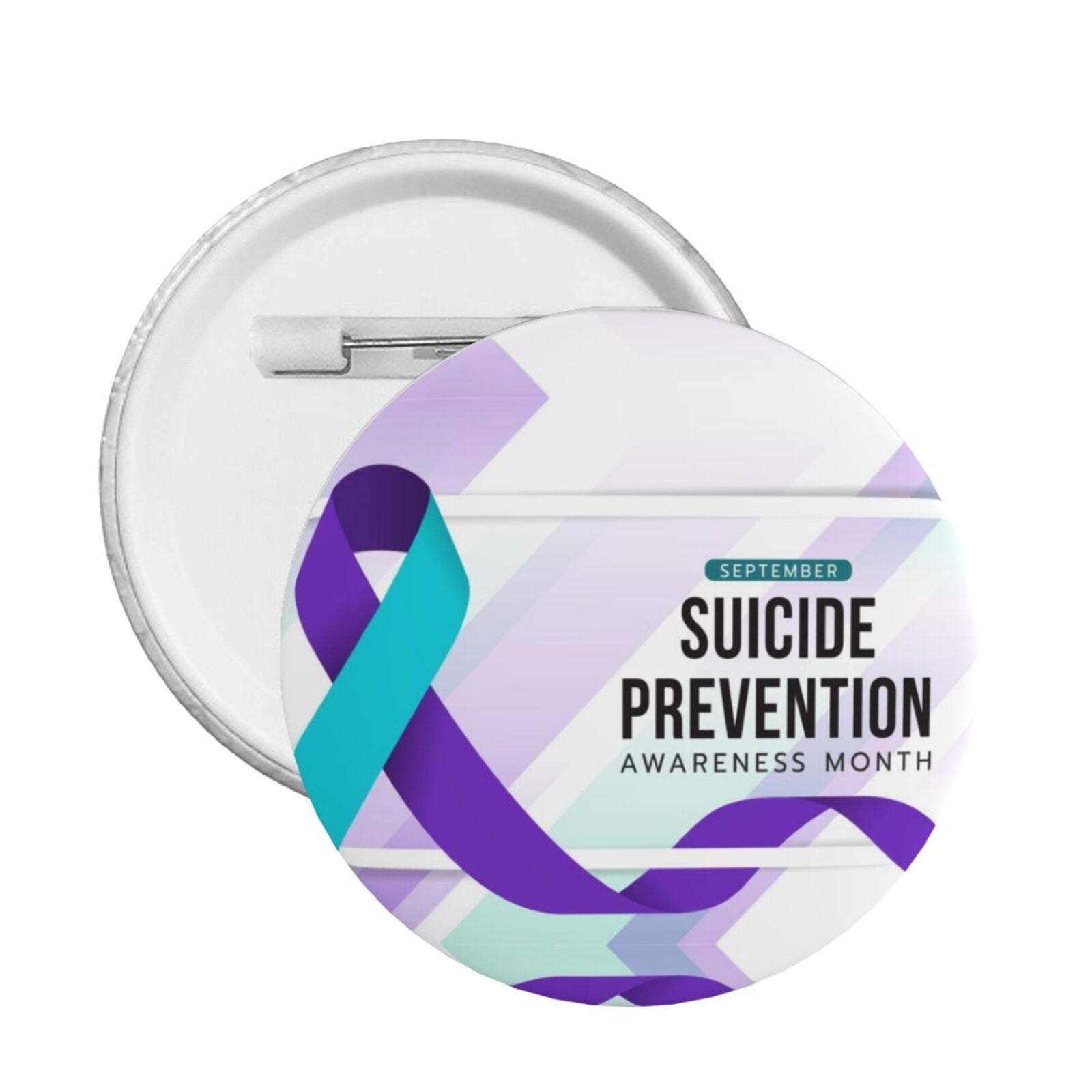 Suicide Prevention Awareness Month Purple Ribbon Pin Button Badge ...
