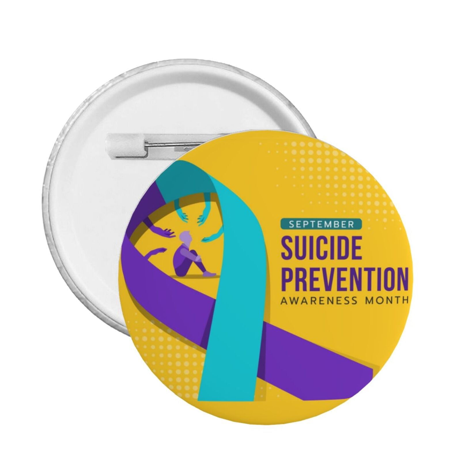 Suicide Prevention Awareness Month Purple Ribbon Pin Button Badge ...