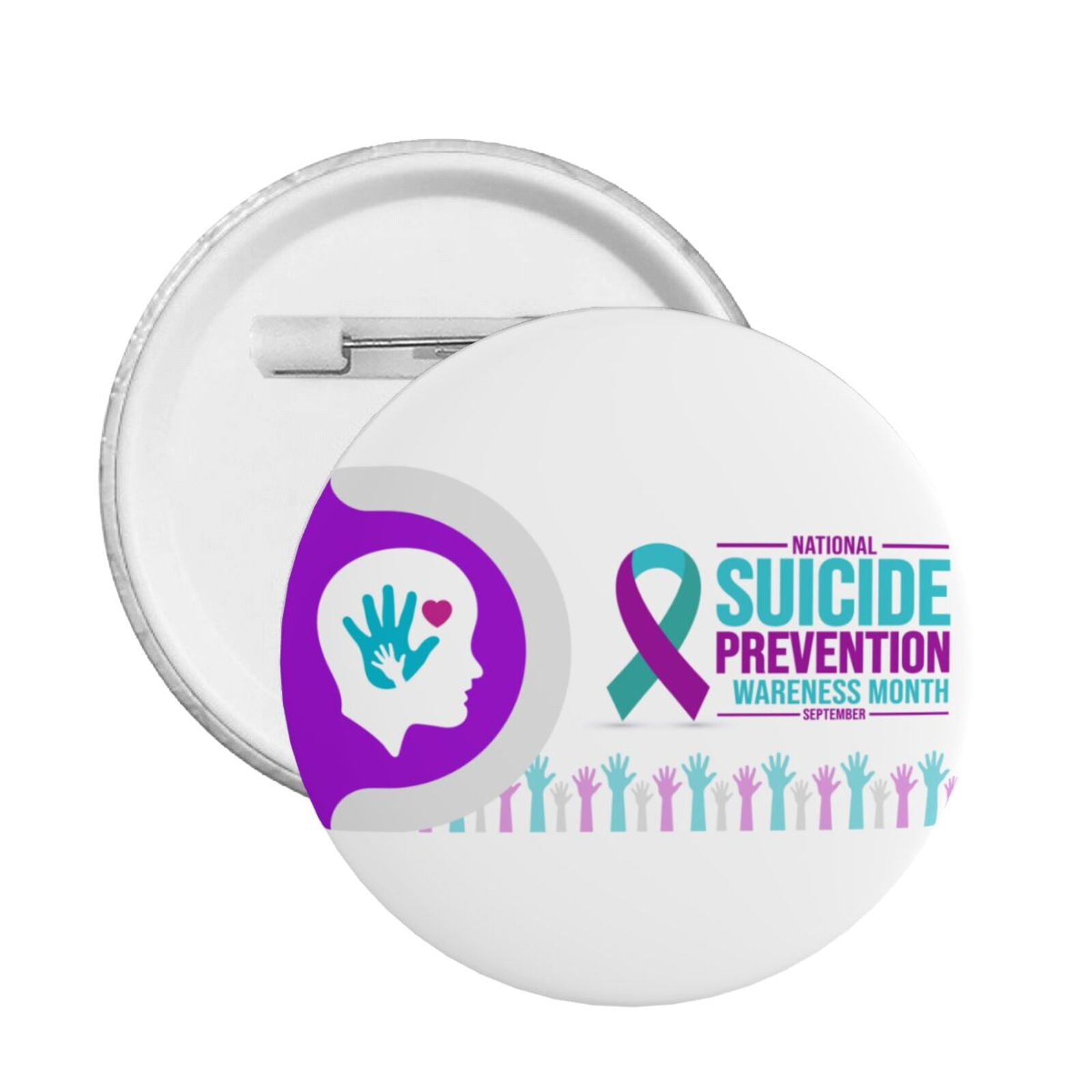 Suicide Prevention Awareness Month Purple Ribbon Pin Button Badge ...