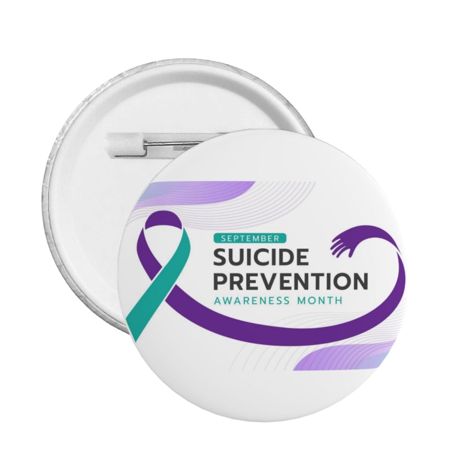 Suicide Prevention Awareness Month Purple Ribbon Pin Button Badge ...