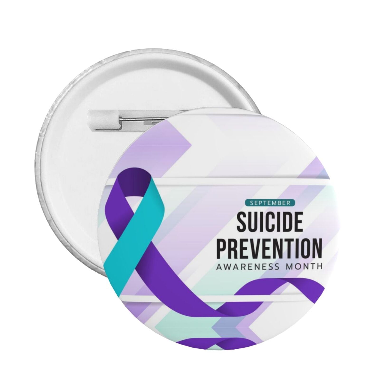 Suicide Prevention Awareness Month Purple Ribbon Pin Button Badge ...