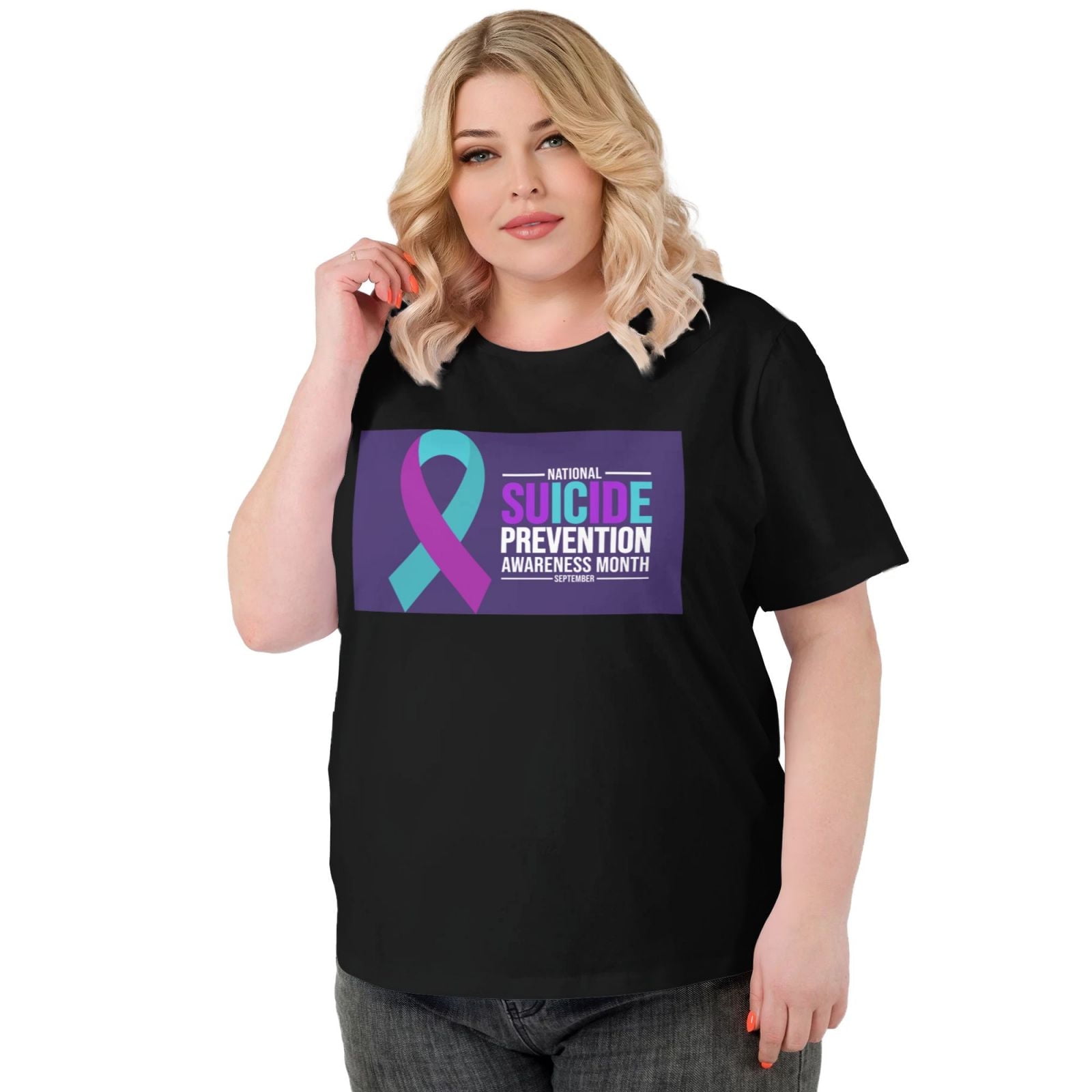 Suicide Prevention Awareness Month Purple Ribbon Women'S Plus-Size ...