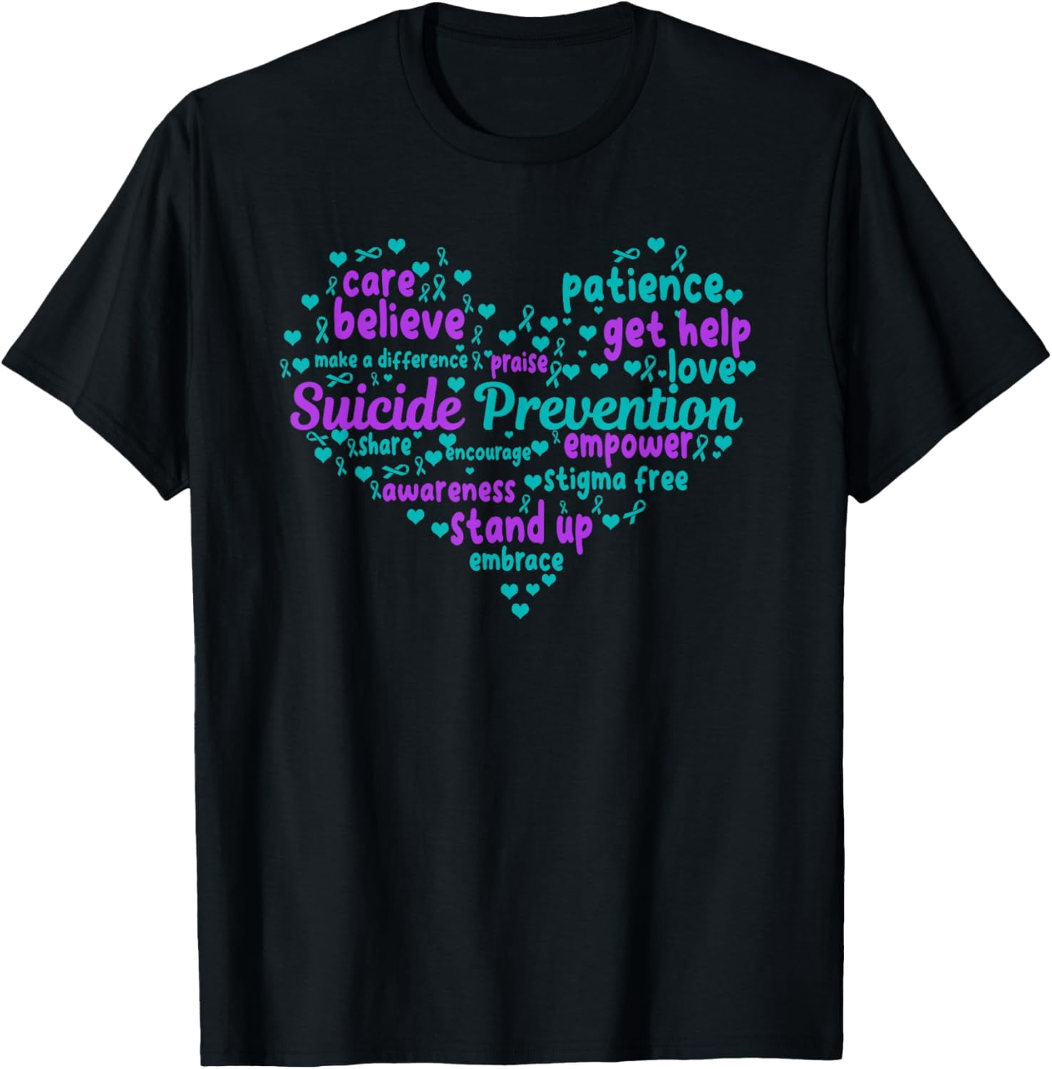 Suicide Prevention Heart Mental Health Awareness Depression T-Shirt ...