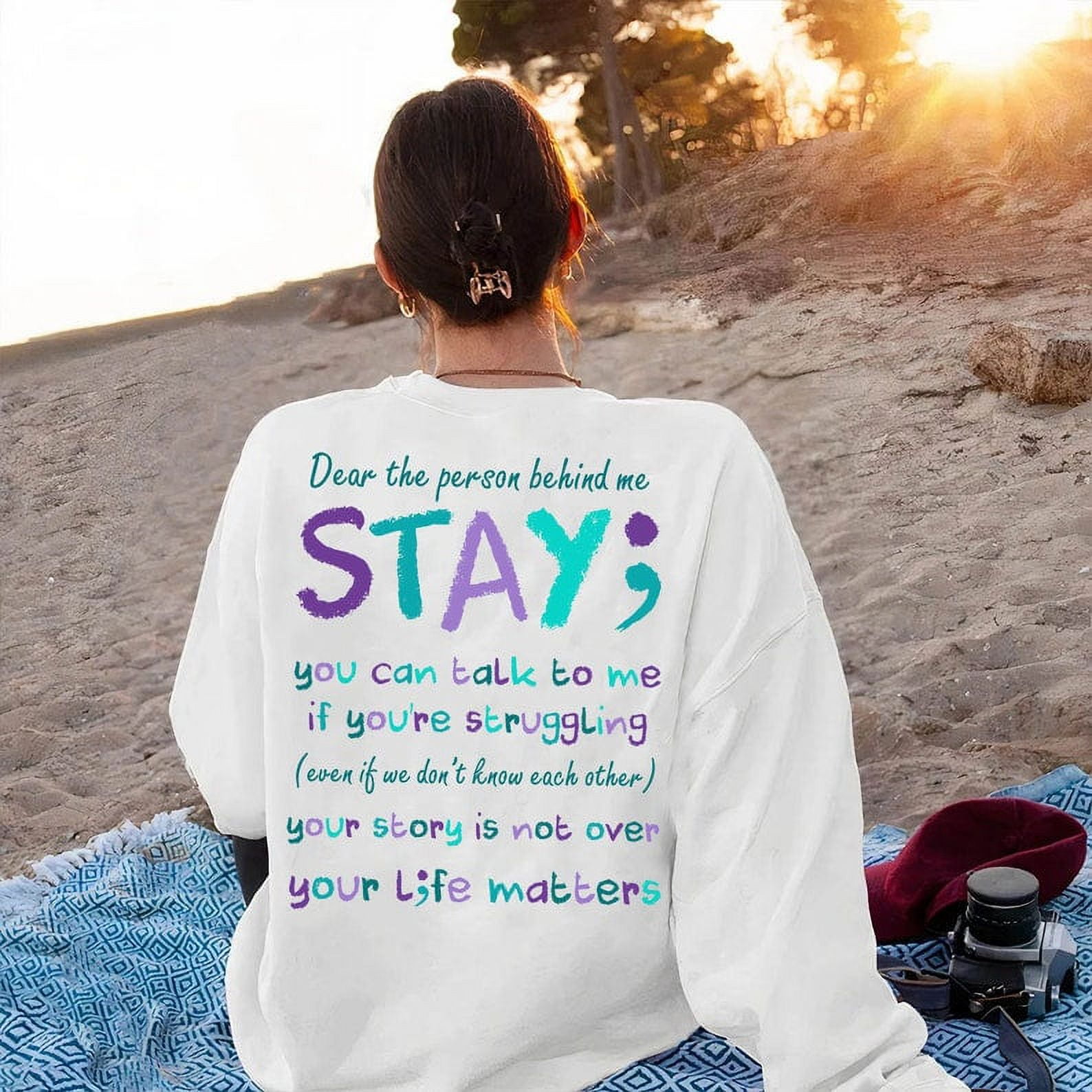 Suicide Prevention, Semicolon Sweatshirt HG Mental Health Therapist ...