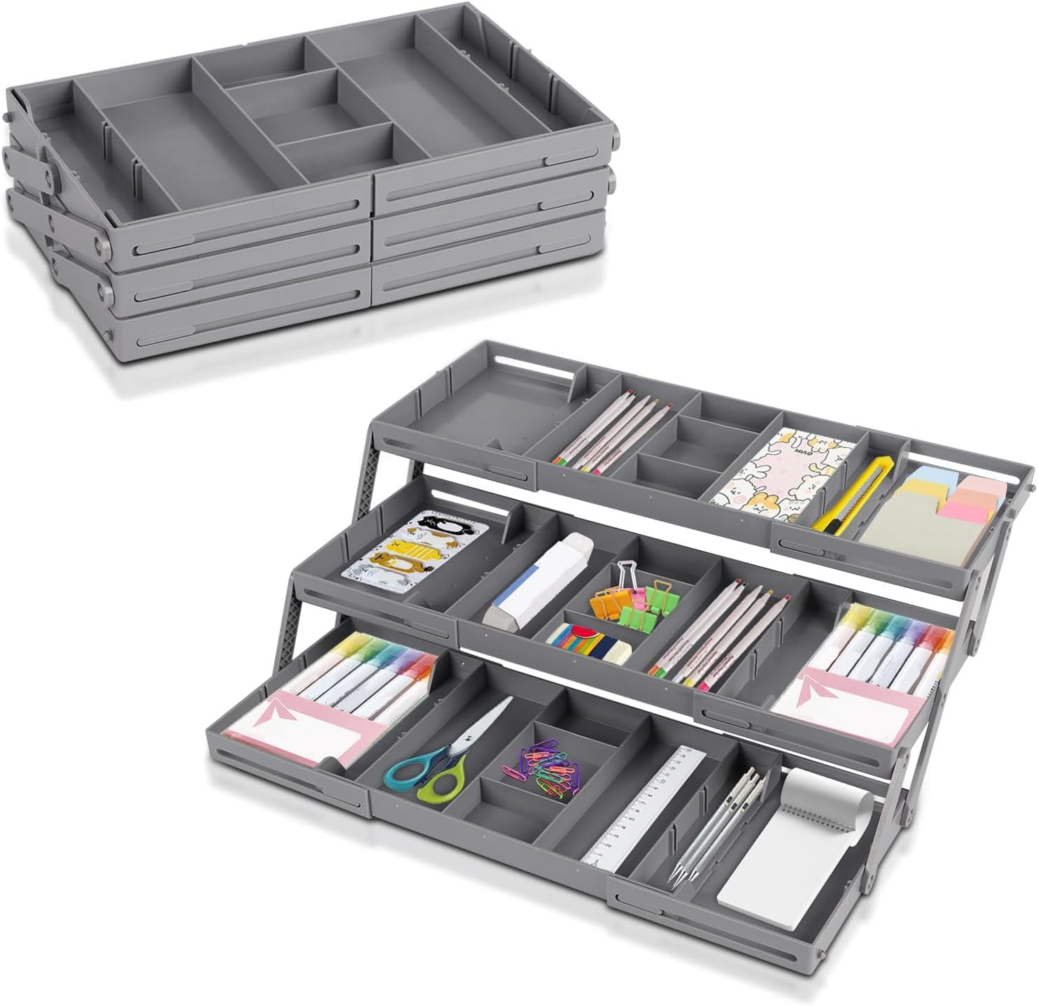 Suicune 3 Tier Expandable MultiTier Collapsible Drawer Organizer with ...