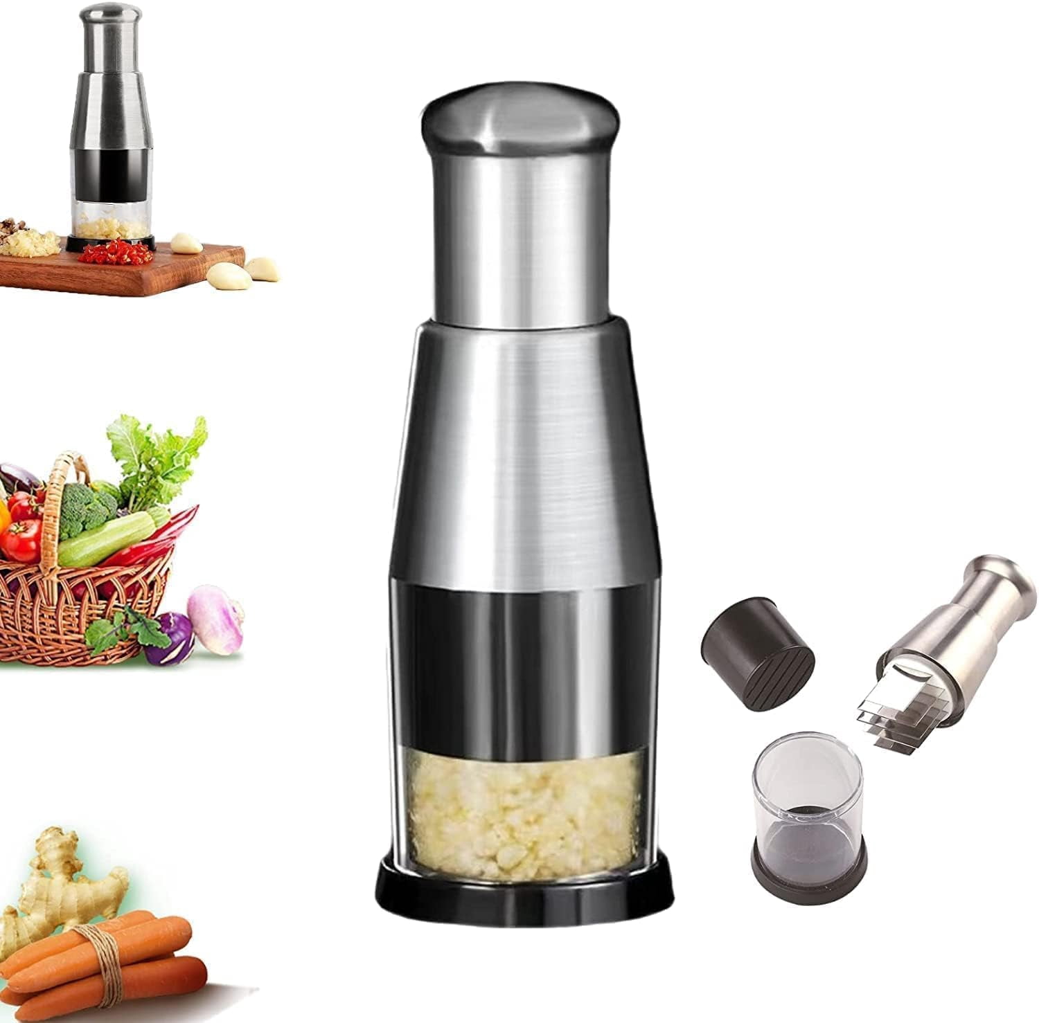 Suicune Handy Chopper Mini Food Processor Garlic Crusher Stainless ...