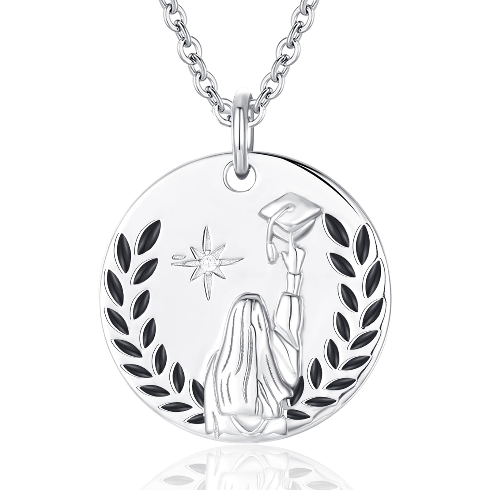 Suiknsn Compass Graduation Necklace for Women 925 Sterling Silver Back ...