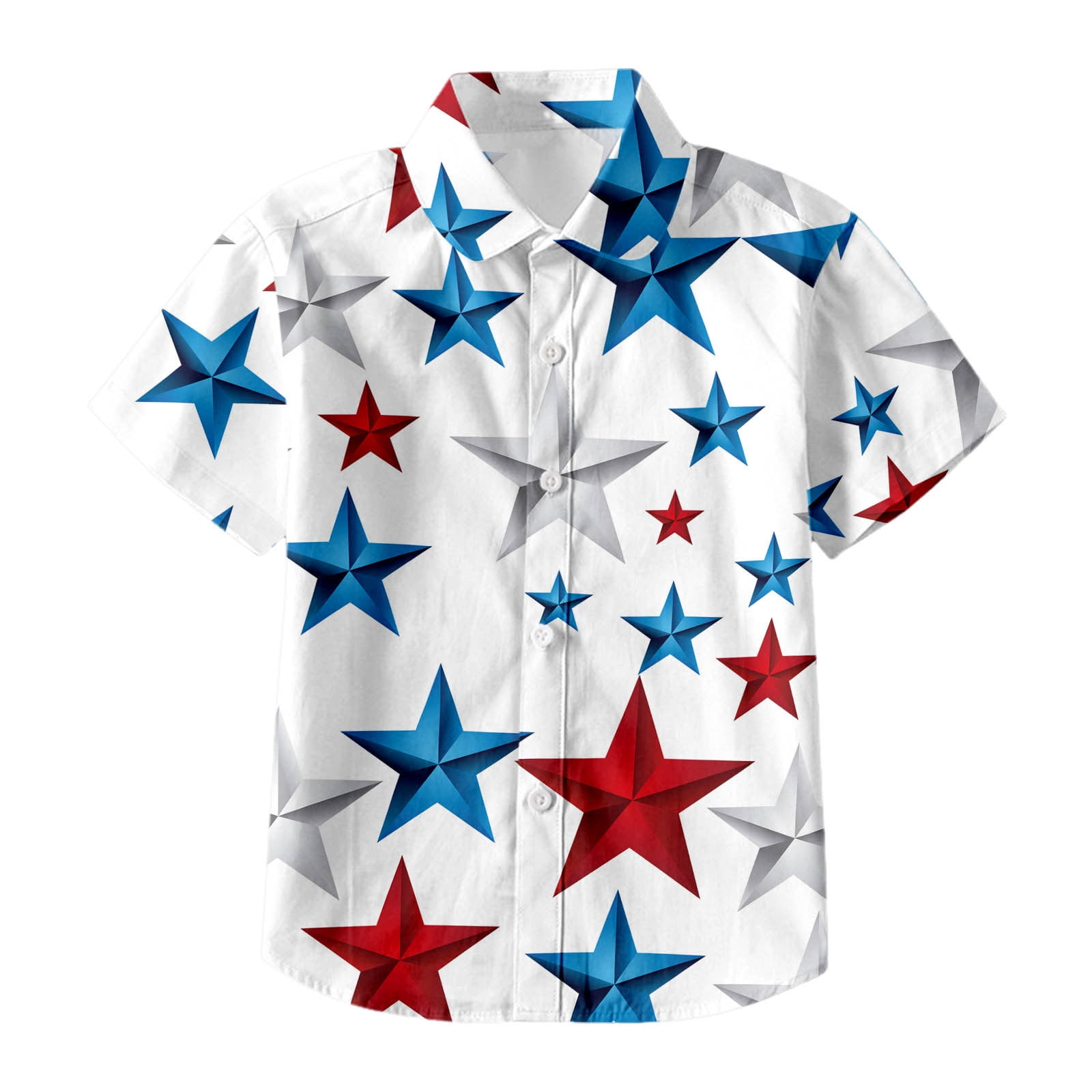 Suilloe Teen Boys Polo Shirts Independence Day Prints Buttons Turn-Down ...