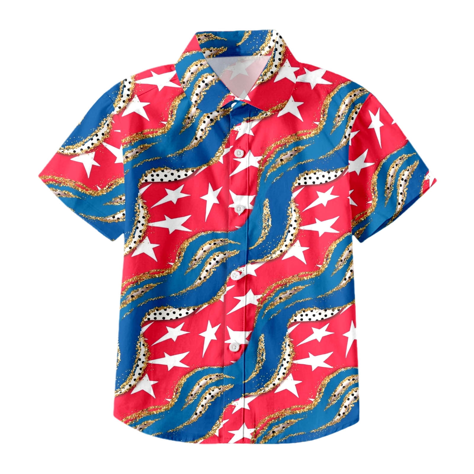 Suilloe Teen Boys Polo Shirts Independence Day Prints Buttons Turn-Down ...
