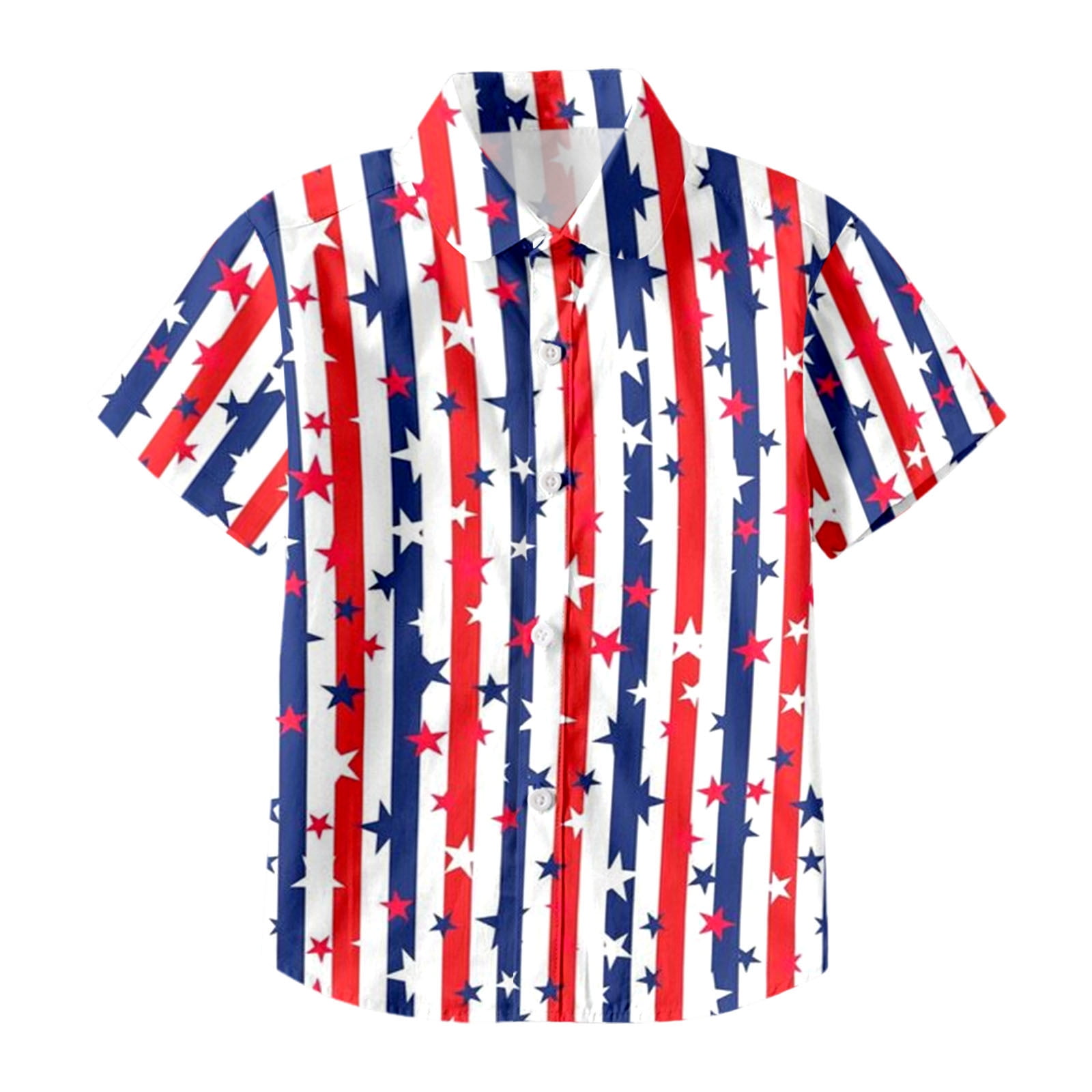 Suilloe Teen Boys Polo Shirts Independence Day Prints Buttons Turn-Down ...
