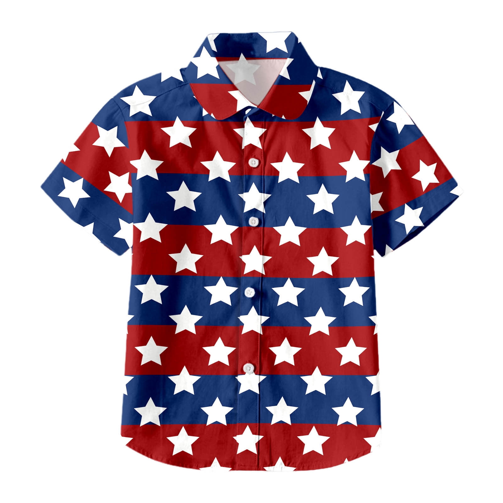 Suilloe Teen Boys Polo Shirts Independence Day Prints Buttons Turn-Down ...