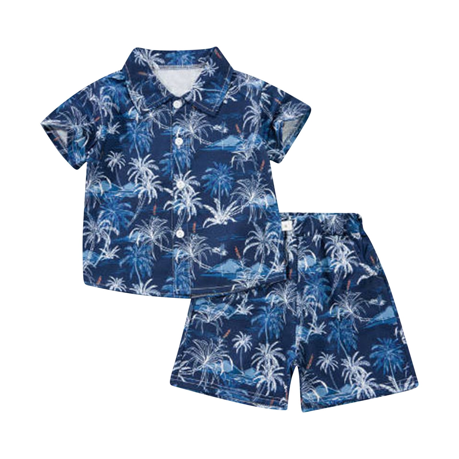 Suilloe Toddler Boys Outfit Sets Hawaii Print Button Turn-Down Collar ...