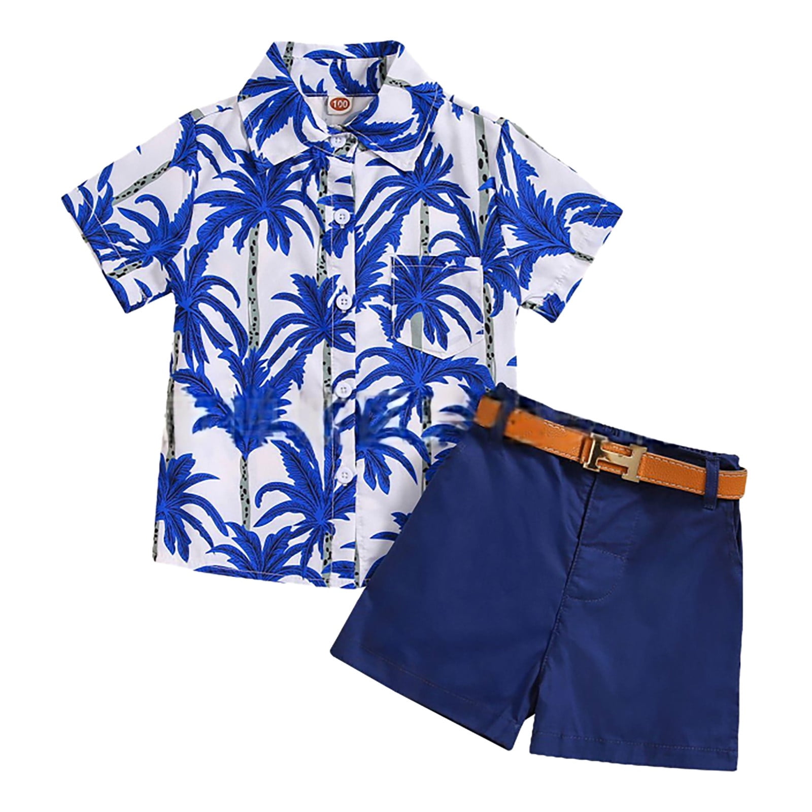 Suilloe Toddler Boys Outfit Sets Short Sleeve Coconut Tree Prints Shirt ...