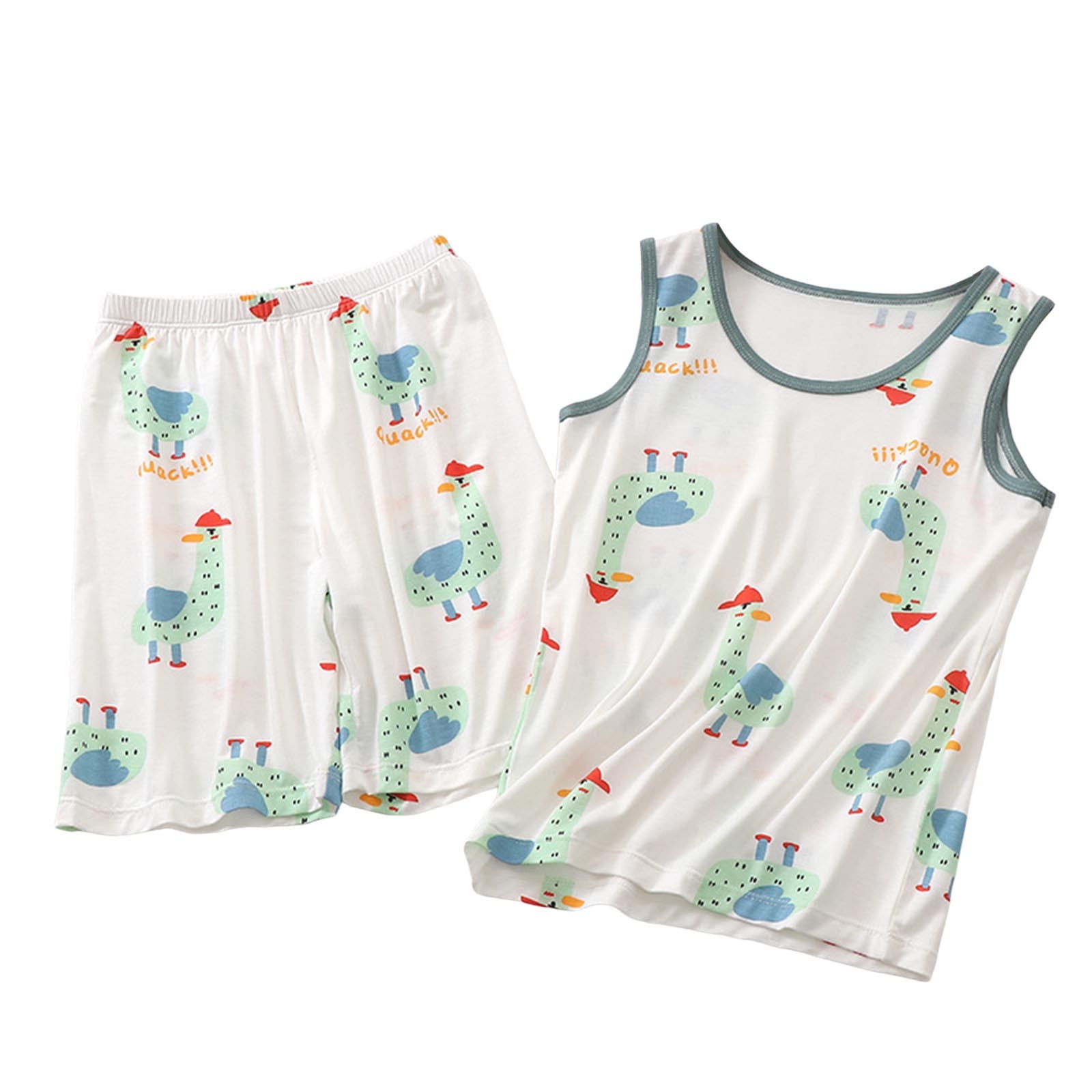 Suilloe Toddler Boys Outfit Sets Sleeveless Round Neck Cartooon Print ...