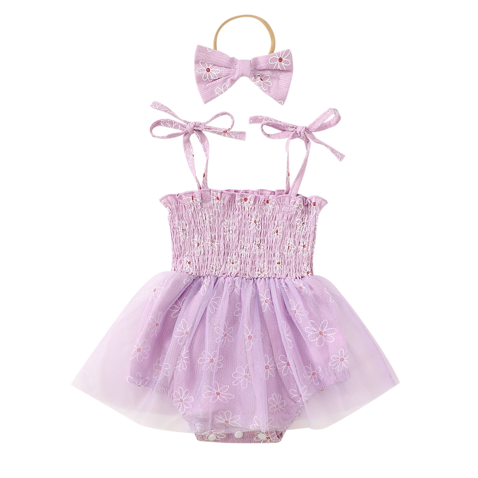 Suilloe Toddler Girls Outfit Sets Pure Color Suspenders Mesh Romper ...