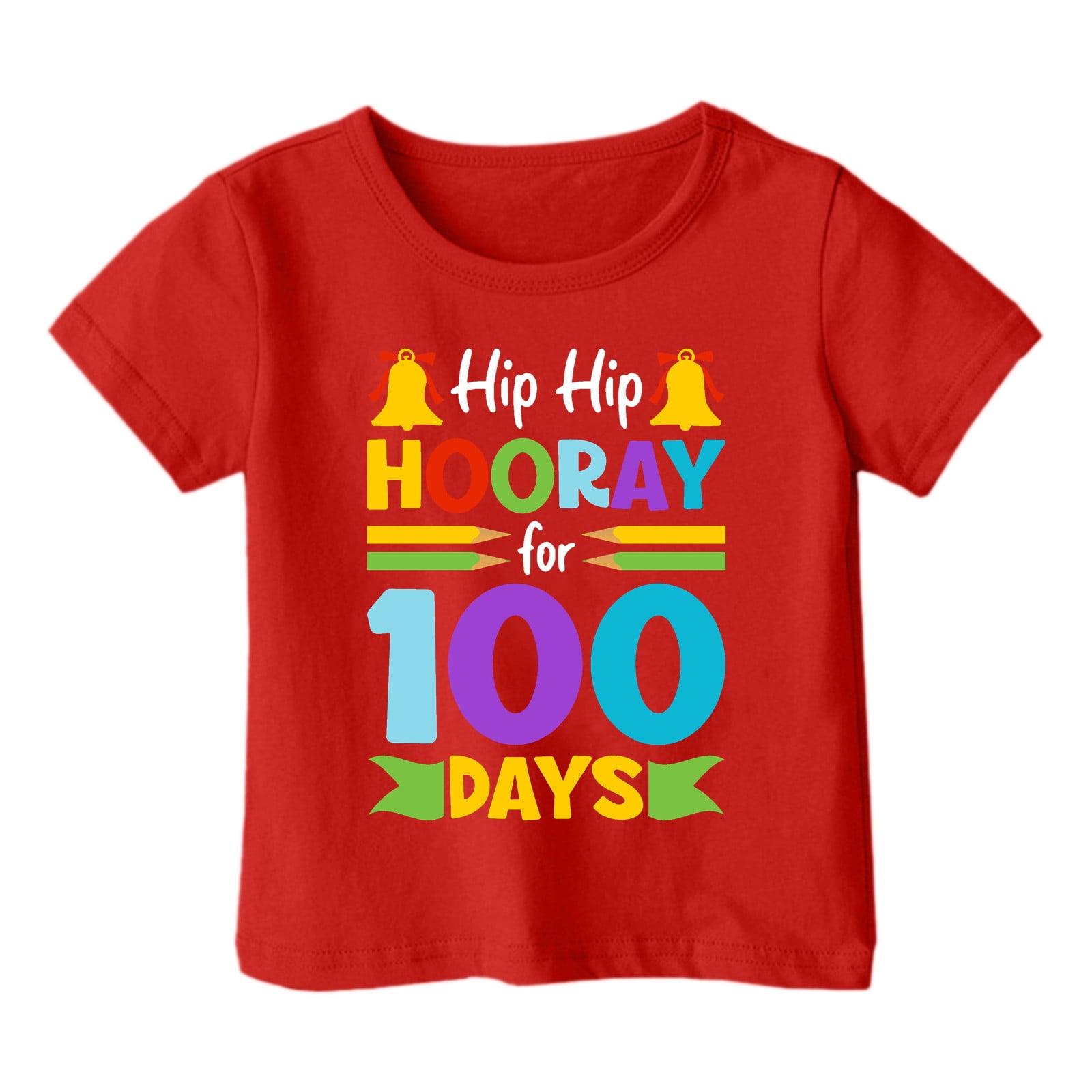Suilloe Toddler Girls Tee Tops 100 Days Of School Printed Round Neck Short Sleeve Top Summer ...