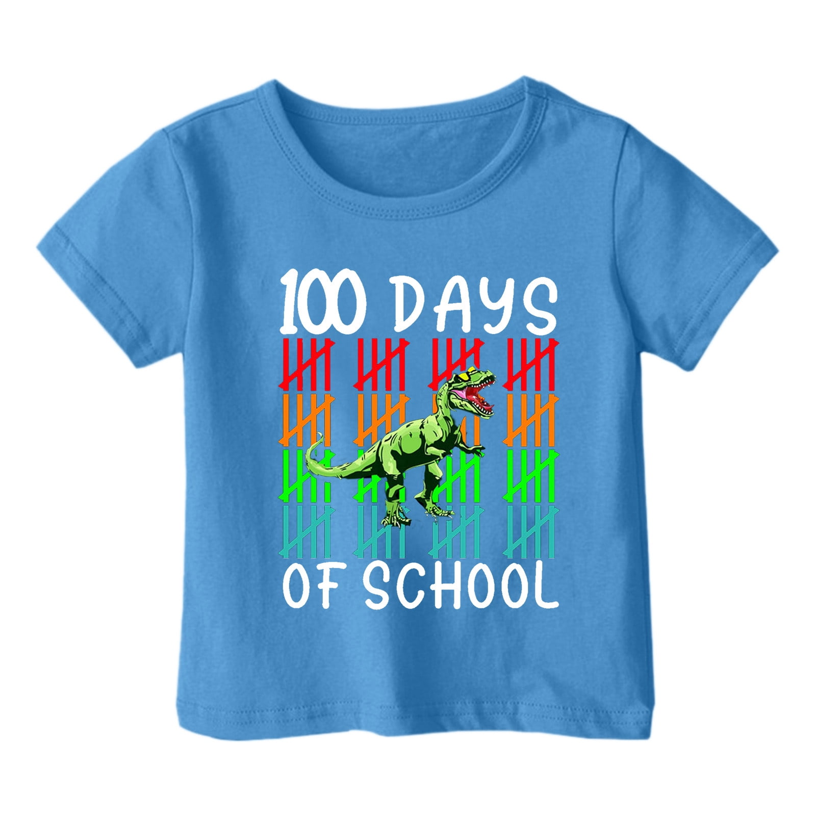 Suilloe Toddler Girls Tee Tops 100 Days Of School Printed Round Neck Short Sleeve Top Summer ...