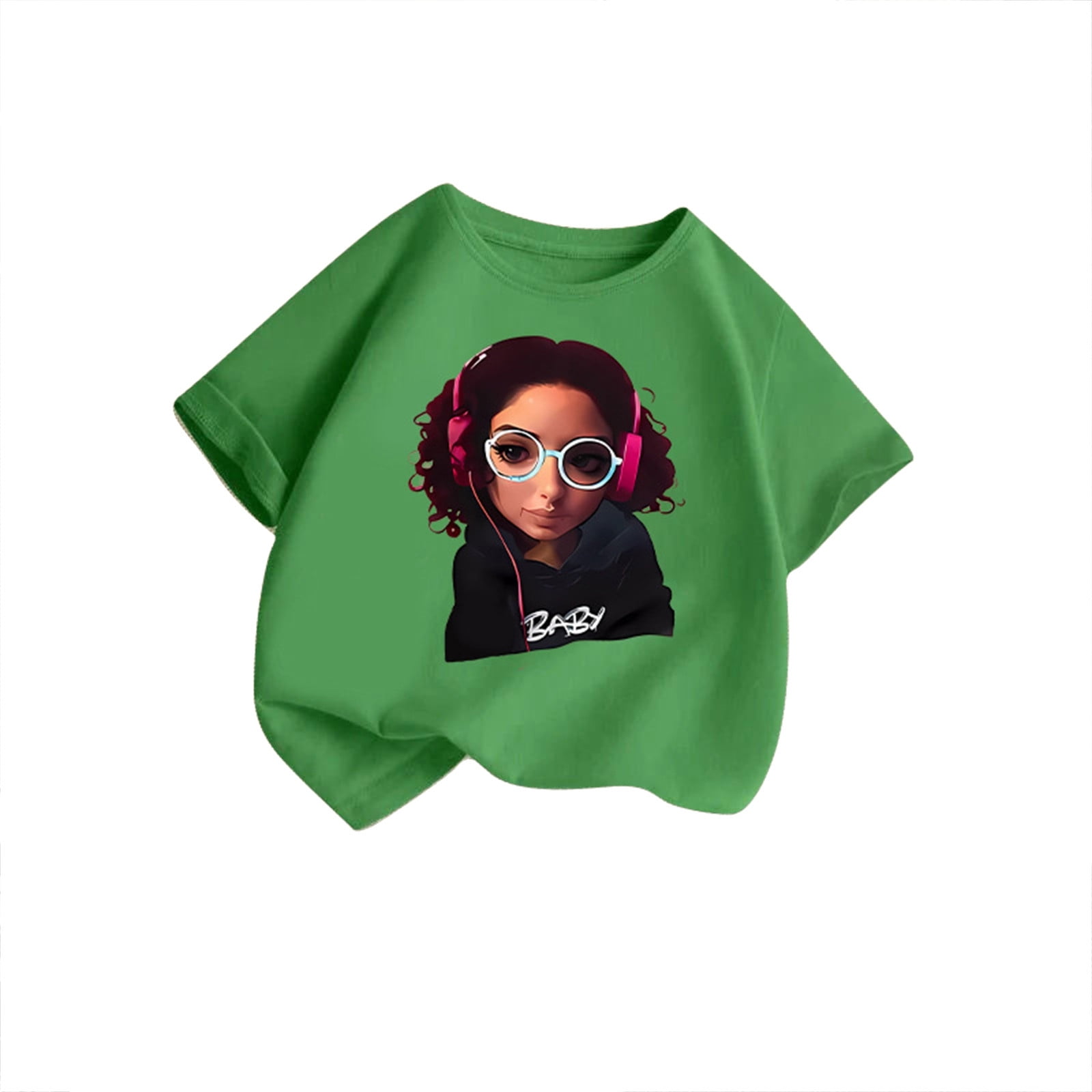 Suilloe Toddler Girls Tee Tops Cartoon Cool Girl Graphic Round Neck ...
