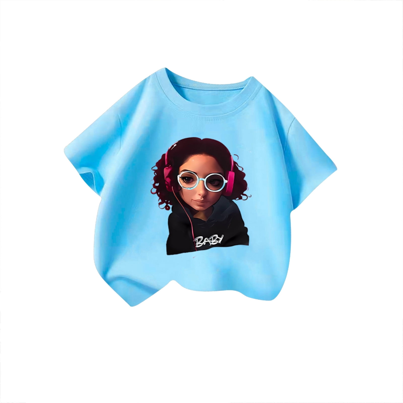 Suilloe Toddler Girls Tee Tops Cartoon Cool Girl Graphic Round Neck ...