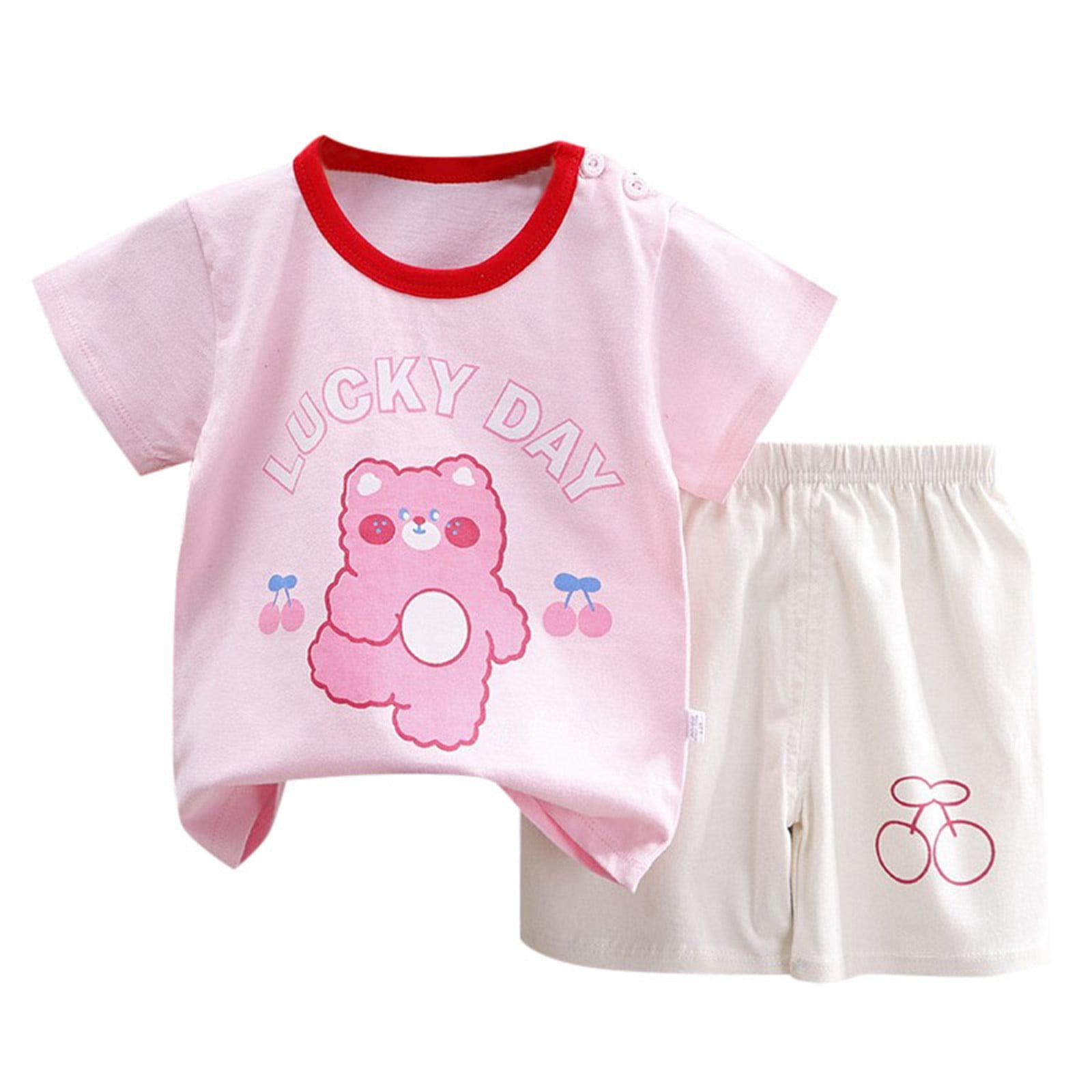 Suilloe Toddler Kids Outfit Sets Short Sleeve T-Shirt And Shorts Set ...