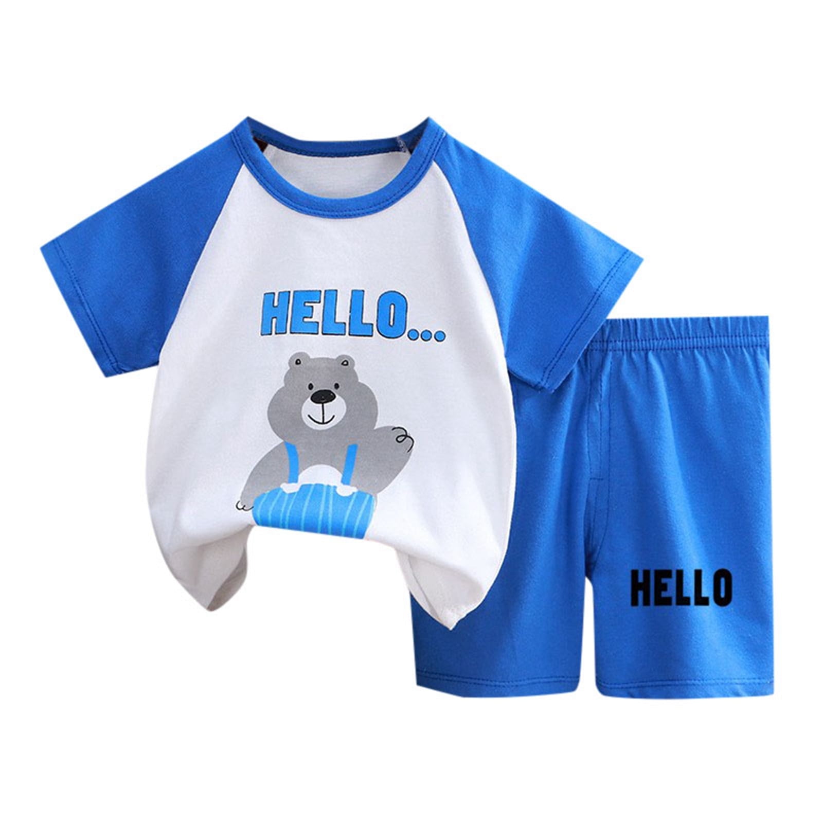 Suilloe Toddler Kids Outfit Sets Short Sleeve T-Shirt And Shorts Set ...