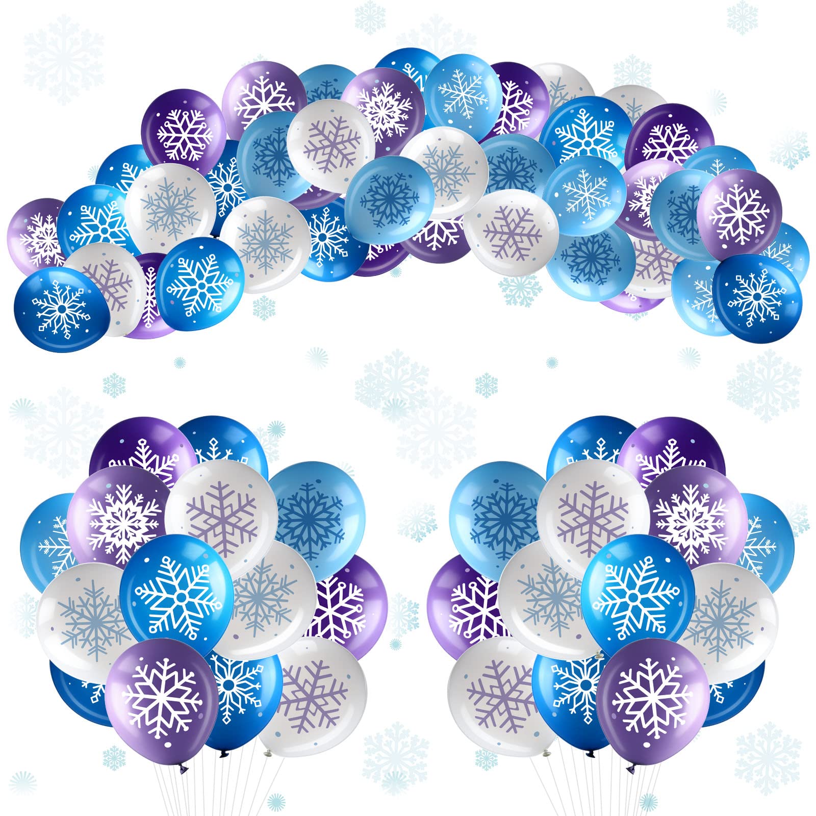 Suilung 50 Counts Winter Snowflake Balloons 12 Inch Balloon Garland ...
