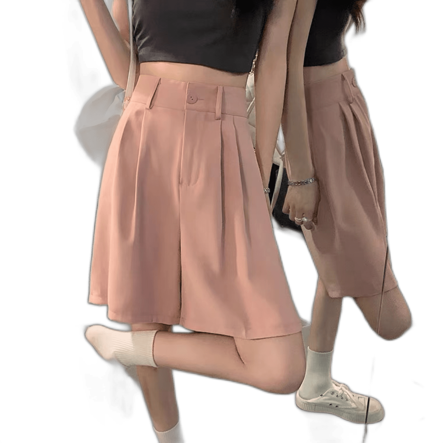 Suit Fabric Oblique Pattern Suit Shorts Female Summer High Waist Thin Loose Pants Straight Pants