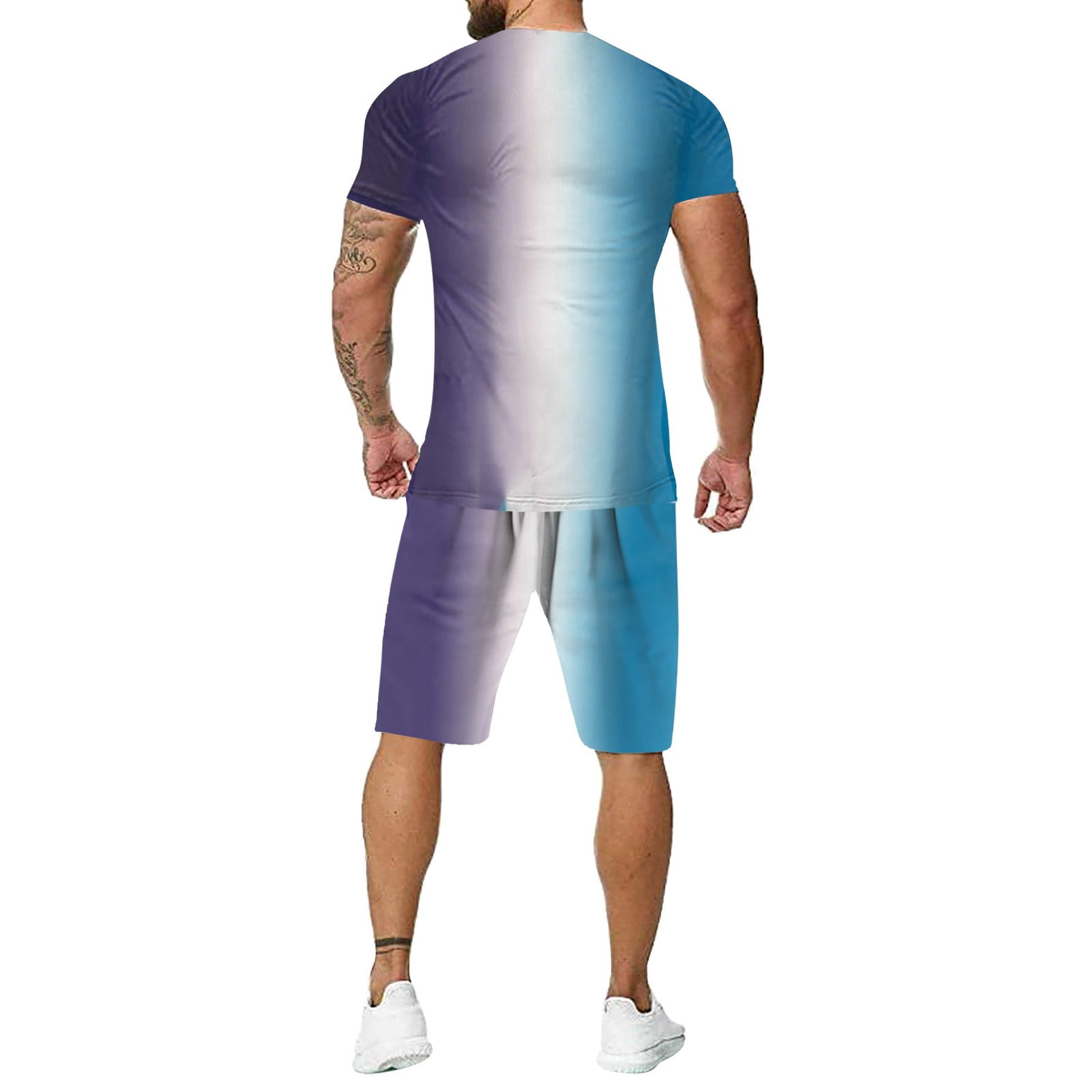Suit Two-Piece Leisure Men's Sports Running Summer Color 3D Outdoor ...