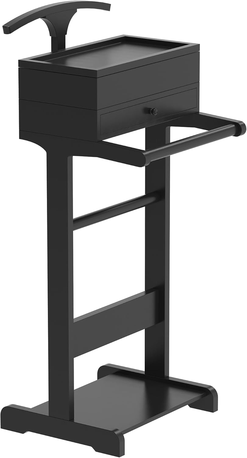 Suit Valet Stand with Flip Top Tray, Storage Drawer, Men Valet Stand ...