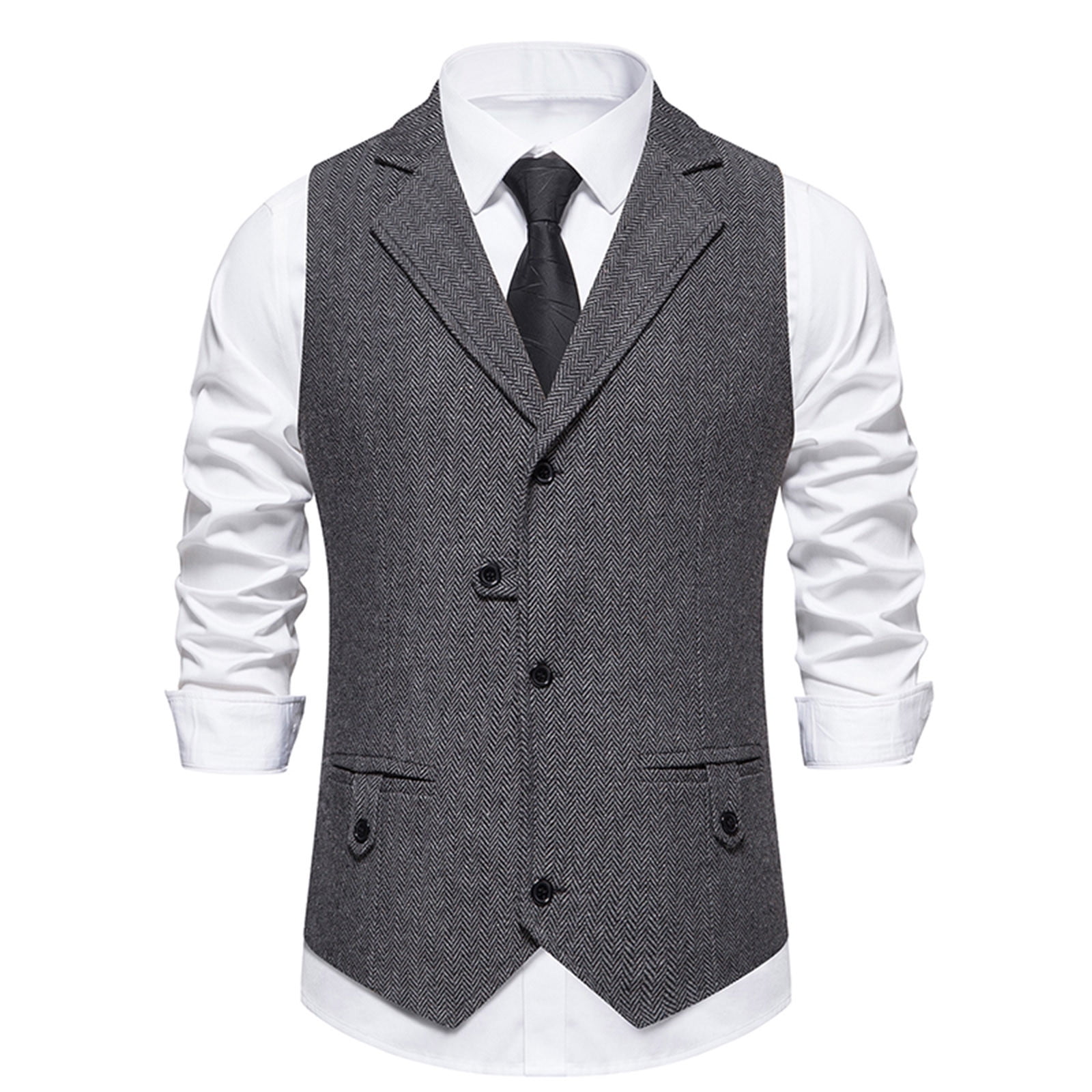 Suit Vests for Men Dress Business Work Button-Down Collared Sleeveless ...