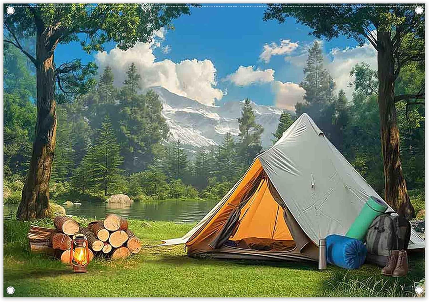 Suitable For Camping Pretty Backdrop Wild Forest Natural Scenery Tent ...