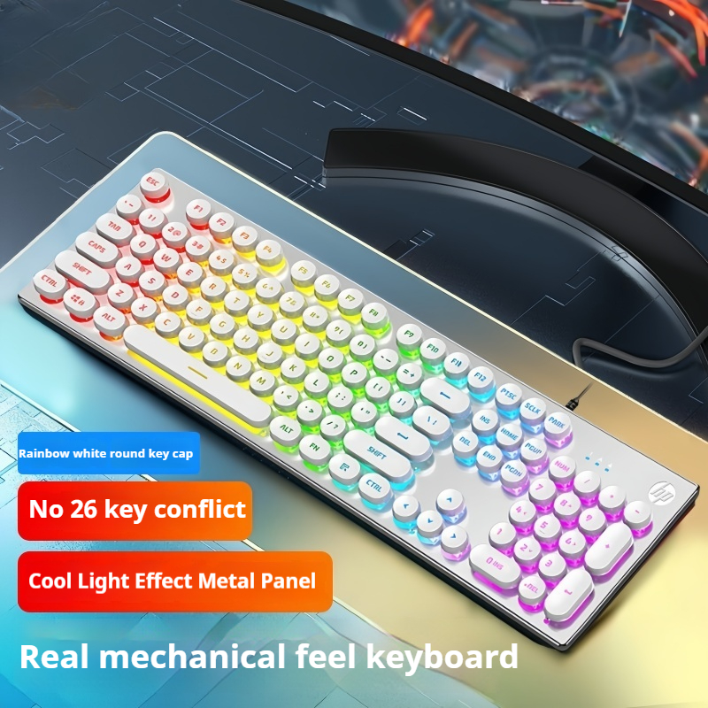 Suitable for HPK500 mechanical feel keyboard and mouse set, steampunk ...