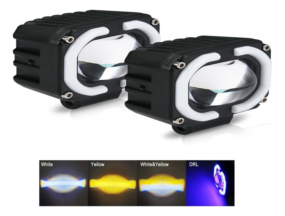 Suitable for Pair of 120w Magnifying Glass Headlights Dual Color Spot ...