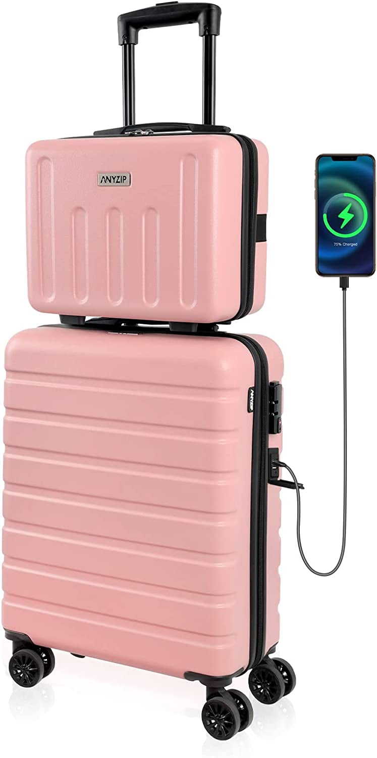 Suitcase, 20" Carry On Luggage 14" Mini Cosmetic Cases Luggage Sets ...
