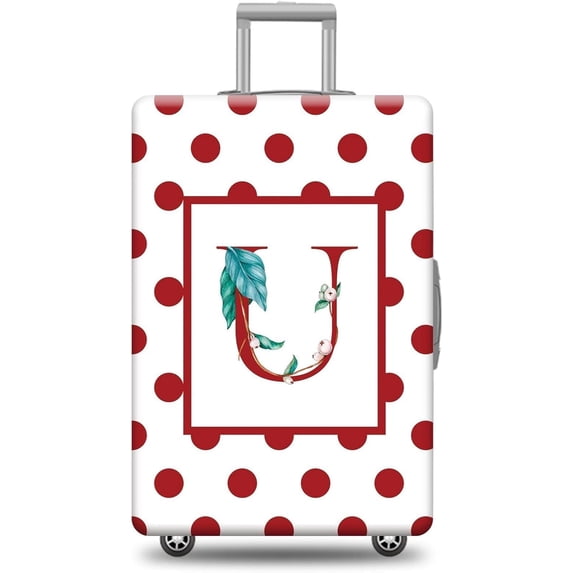 Suitcase Cover Red Polka Dots Luggage Protector Leaves Monogram Letter ...