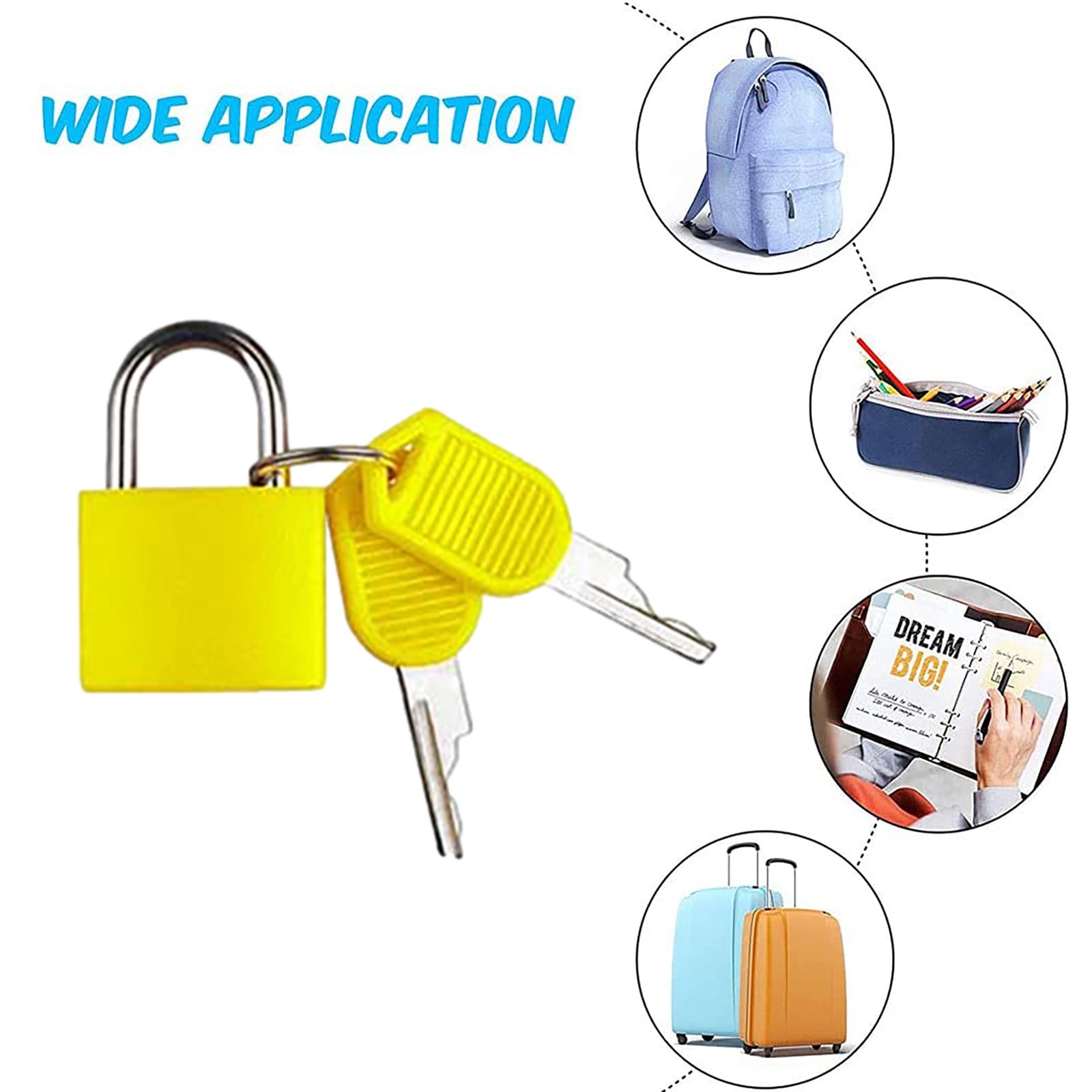 Suitcase Lock Mini Padlock With Key Small Lock School Bag Backpack ...