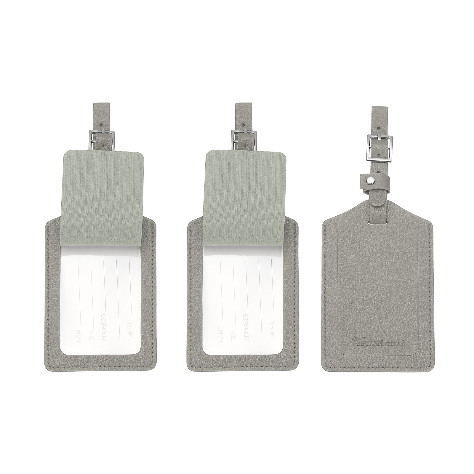 Suitcase Luggage Tags, Grey PU Leather Tags with Private Protection, 3 ...