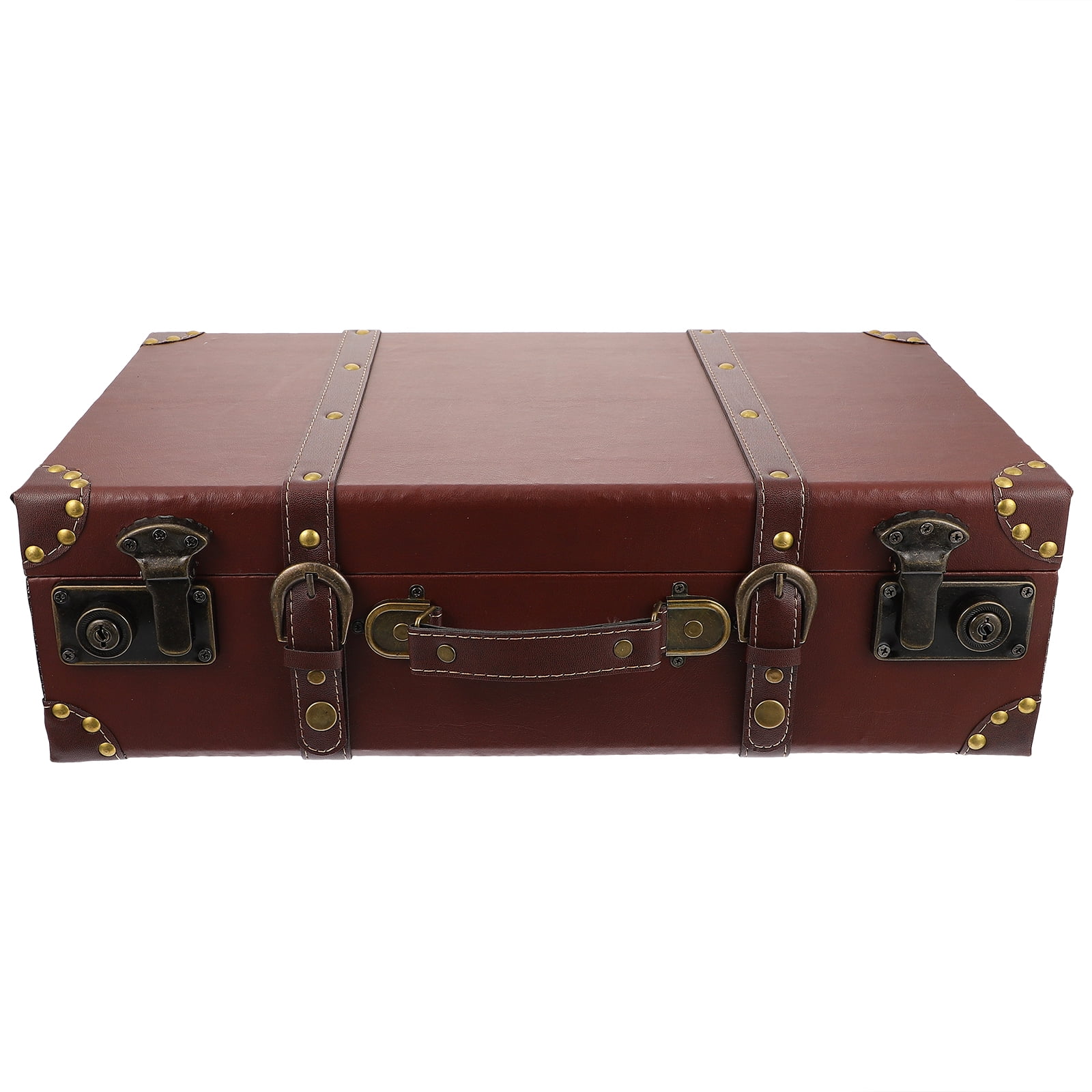 SKISUNO Vintage Suitcase Rectangular Wooden 1Set 19X11.6X5.7in ...