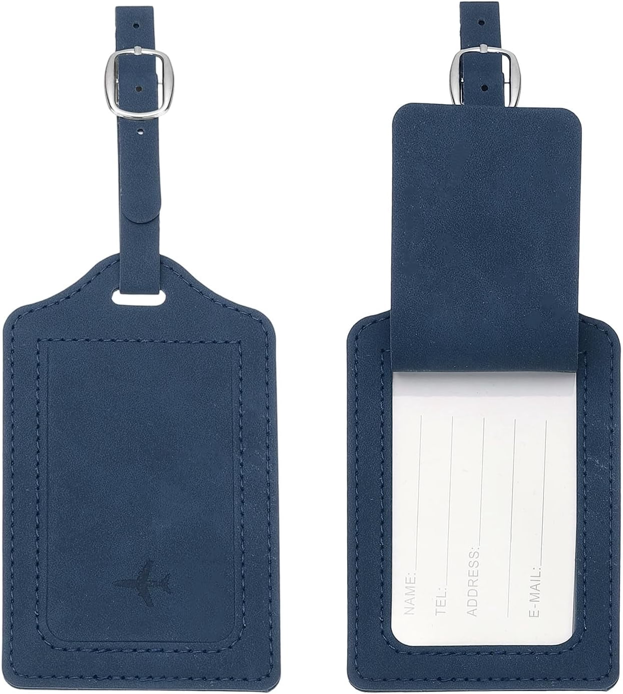 Suitcase Tags, Deep Blue Leather Luggage Name Tags Travel Accessories ...