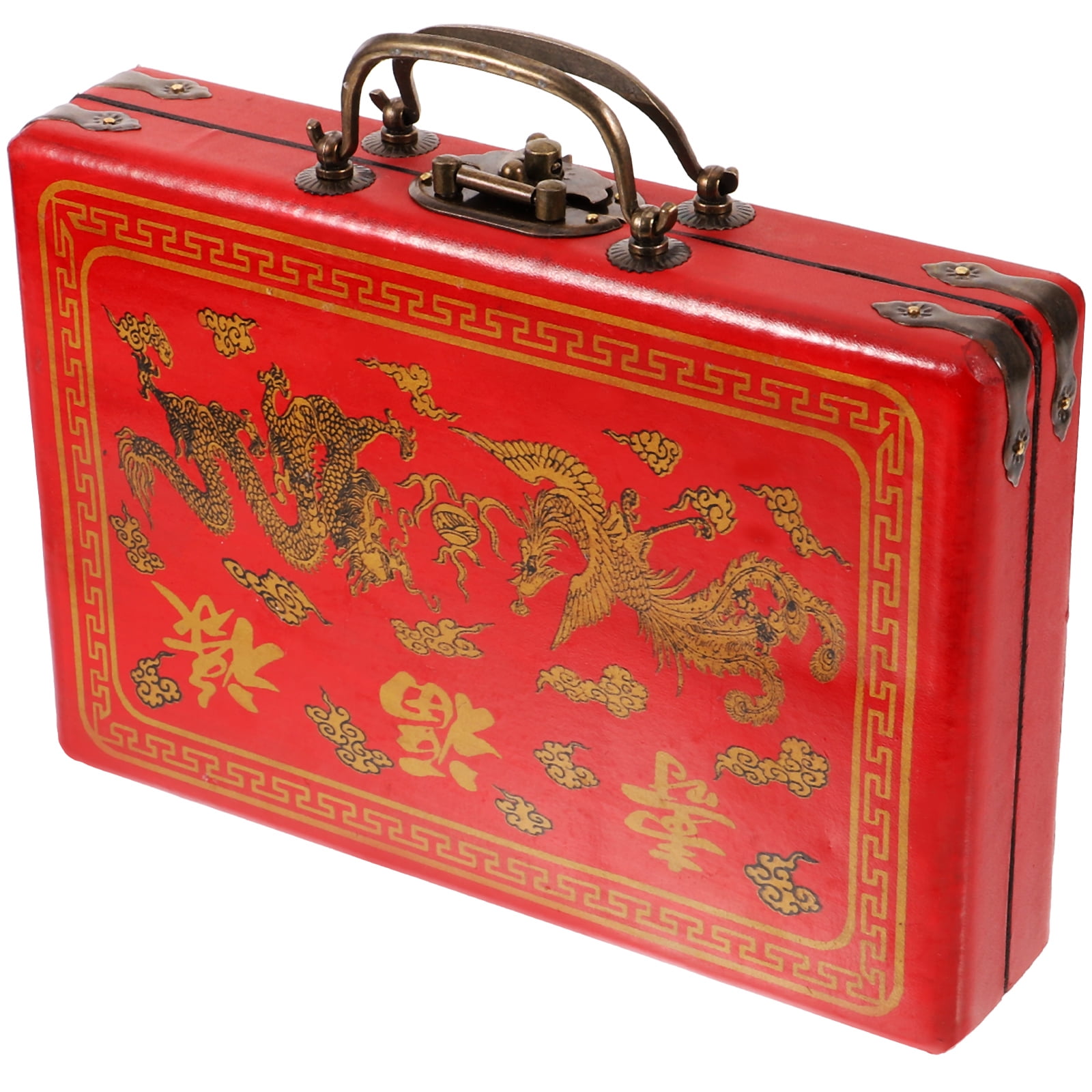 GOOHOCHY Red Wooden Mahjong Storage Box Spacious MultiUse Container for ...