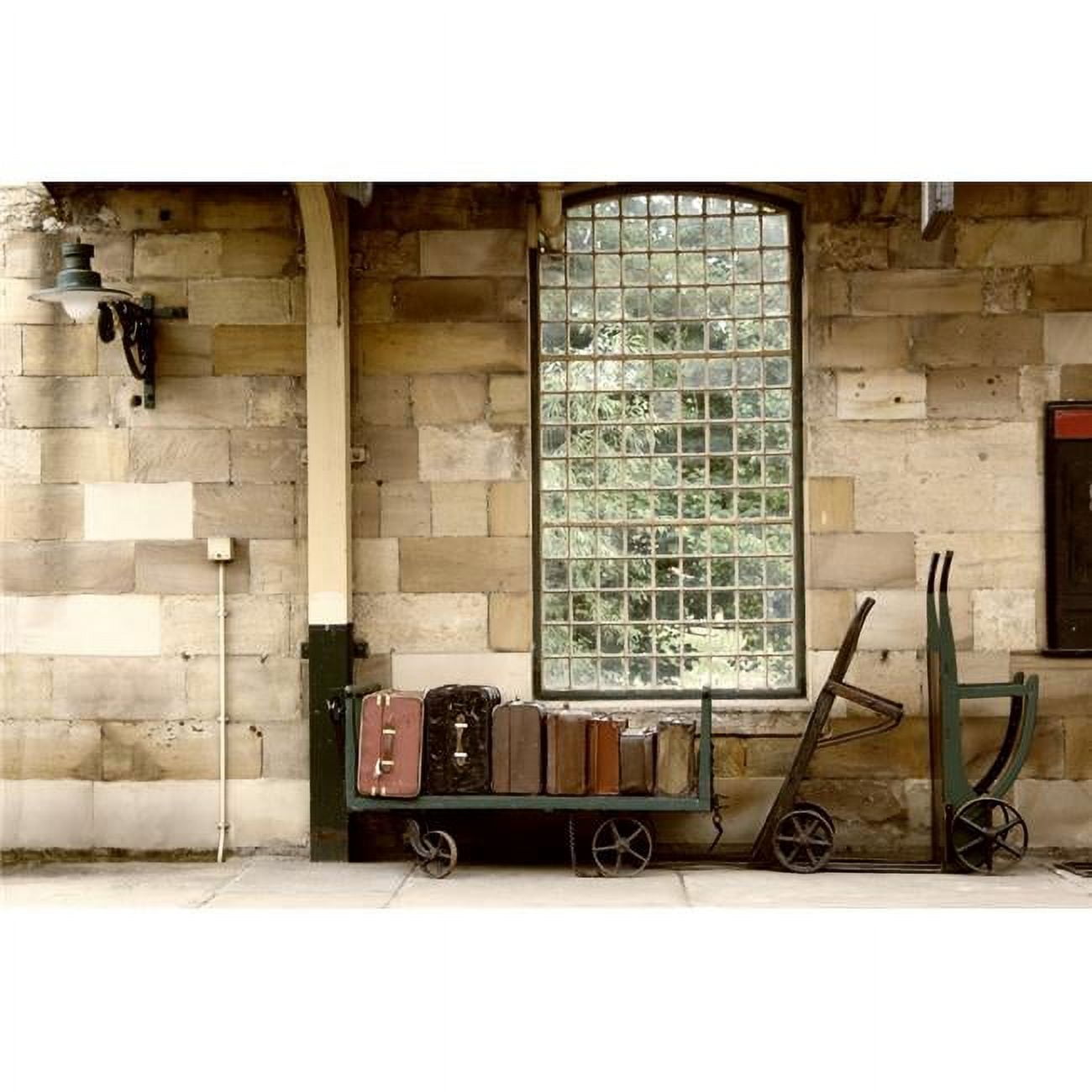 Suitcases On A Luggage Trolley in A Train Station Poster Print, 17 x 11 ...