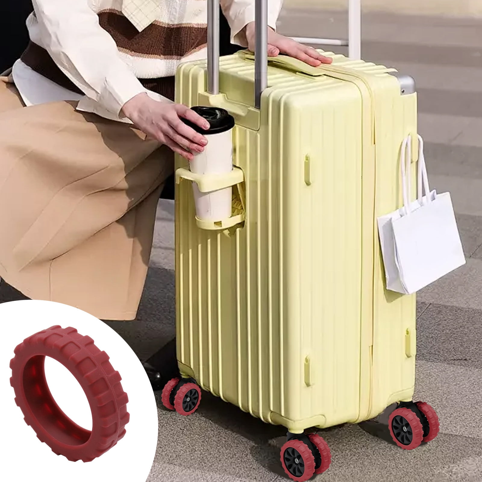 Suitcases with Wheels Suitcase Silica Gel Protective Cover Trolley Case ...