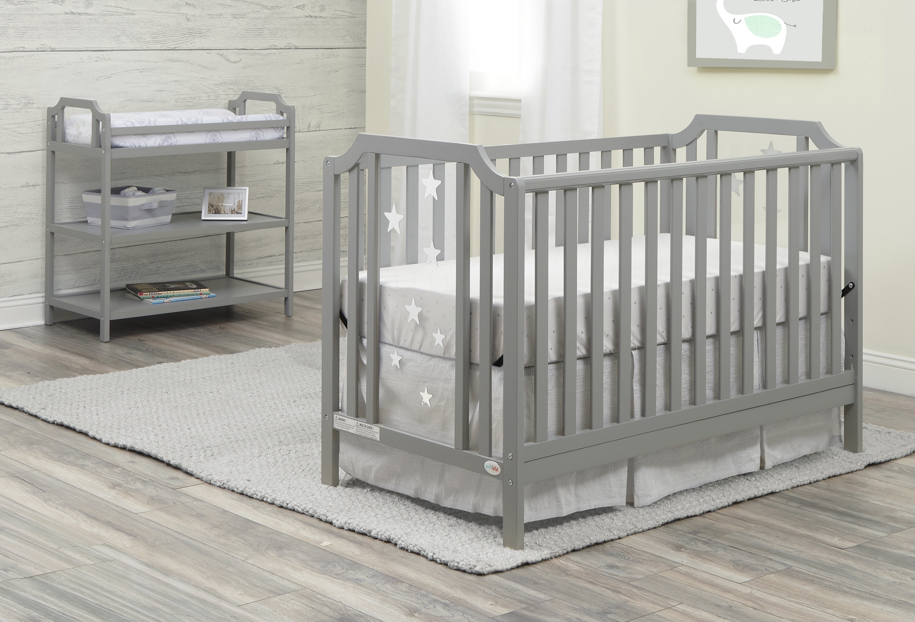 Suite Bebe Celeste Modern Wood Acrylic Island Crib in Light Gray Finish ...