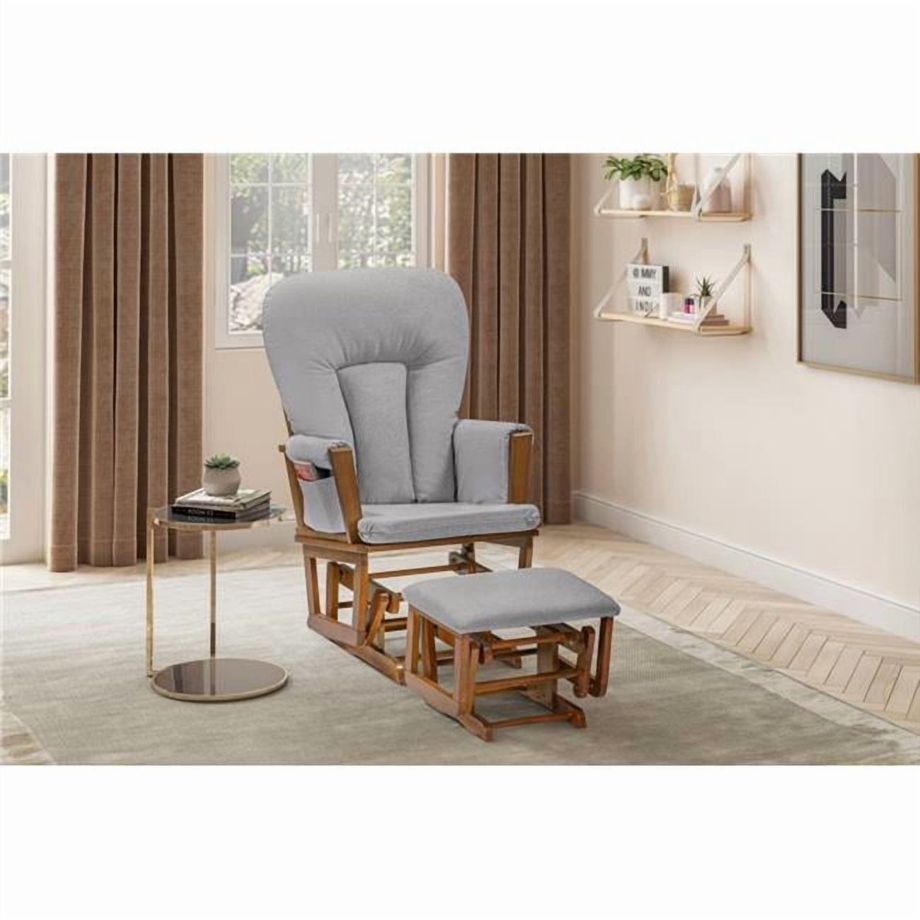 Suite Bebe 26517-WNG Contempo Wooden Glider & Ottoman Walnut Wood and ...
