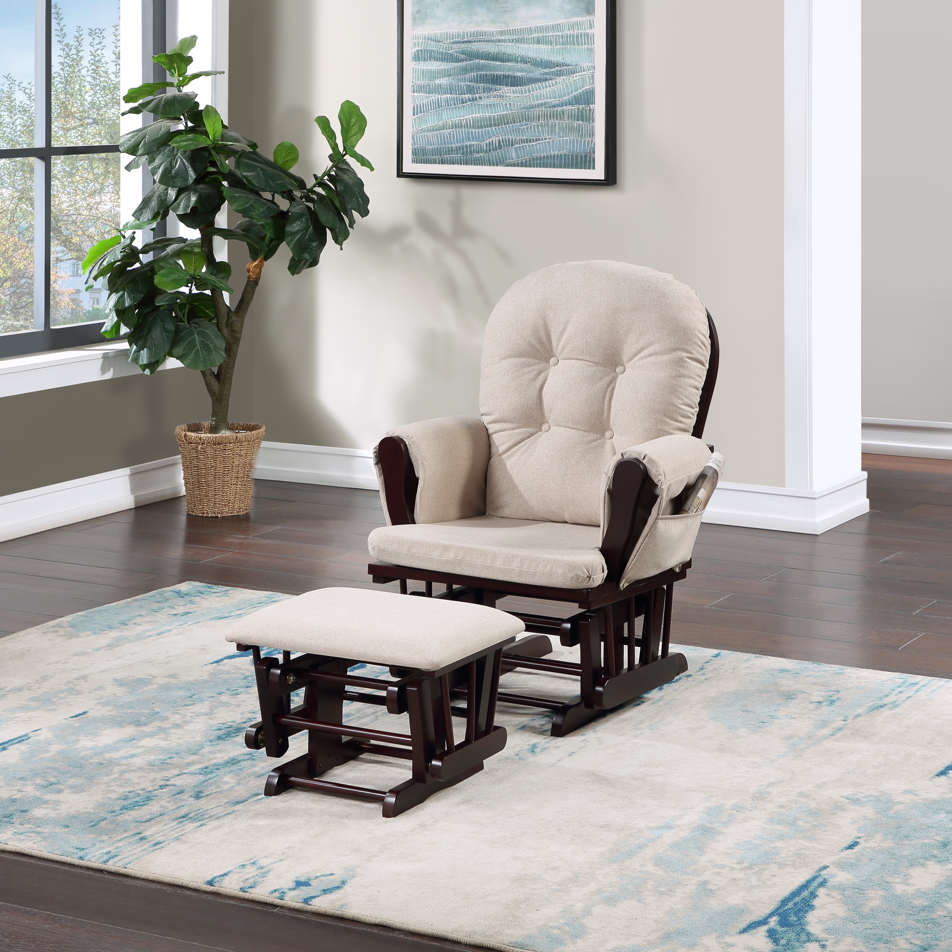 Suite Bebe Mason Glider & Ottoman, Espresso Finish with Latte Cushions ...