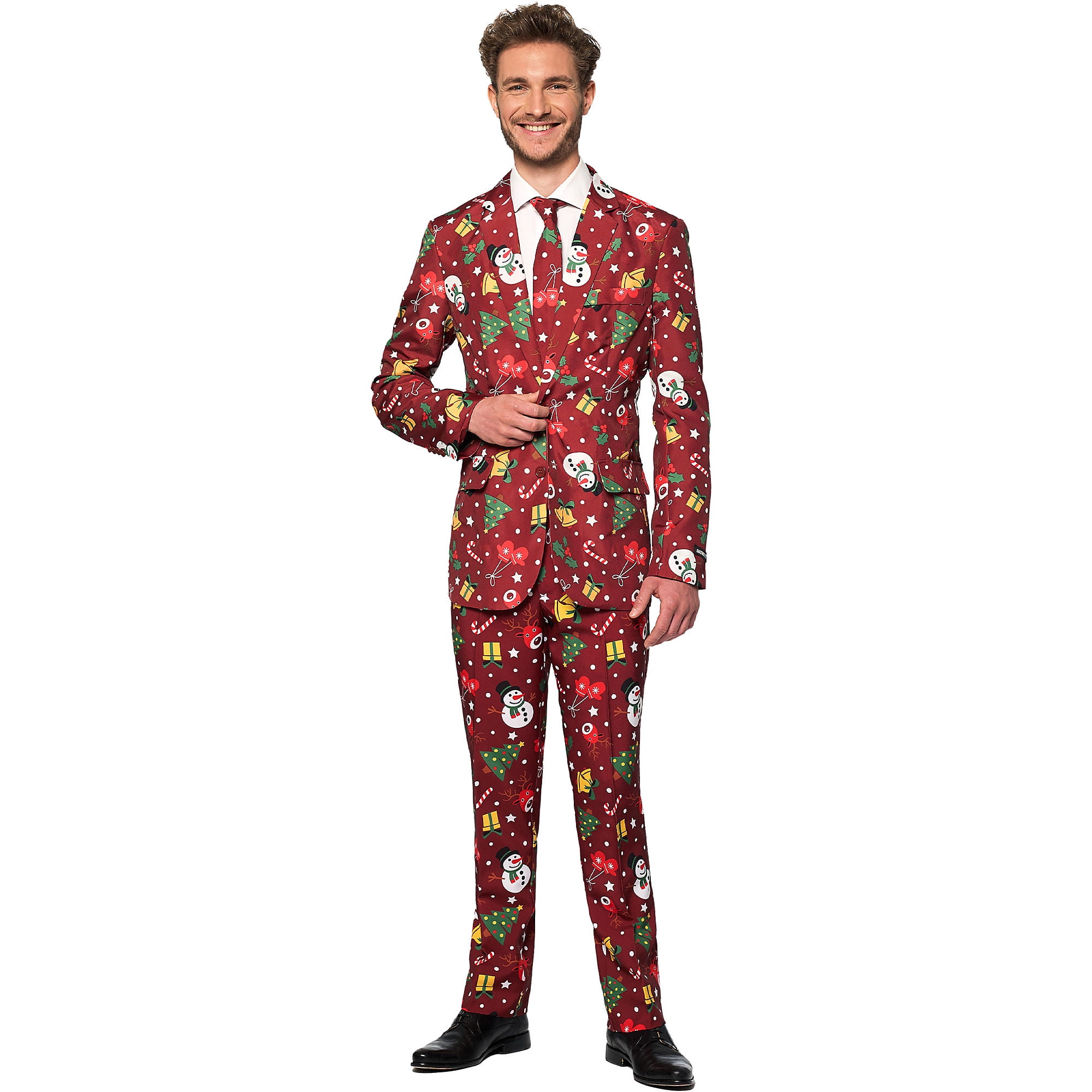 Suitmeister Light-Up Red Christmas Costume Jacket for Men Includes Tie ...